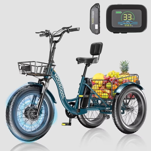 NAIZEA 20"*4'' Fat Tire Electric Tricycle for Adults Seniors, 500W 48V ...