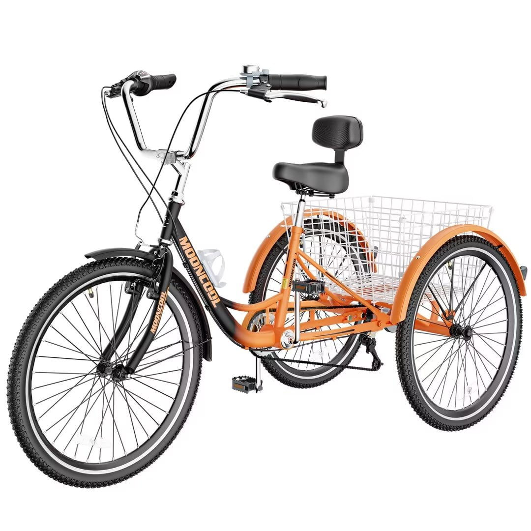 NAIZEA 24" Adult Tricycle, 7 Speed Cruise Trike with Large Basket for ...