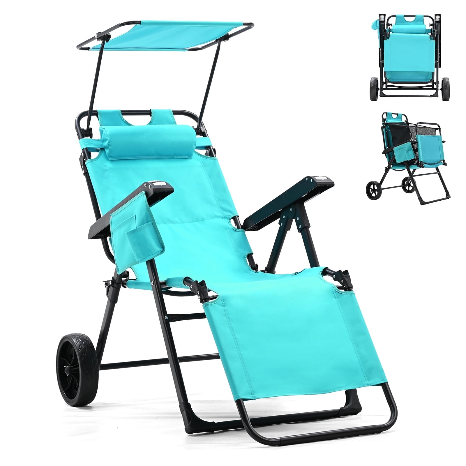 NAIZEA 3-in-1 Folding Beach Chair for Adults, Heavy Duty Beach Bed with ...