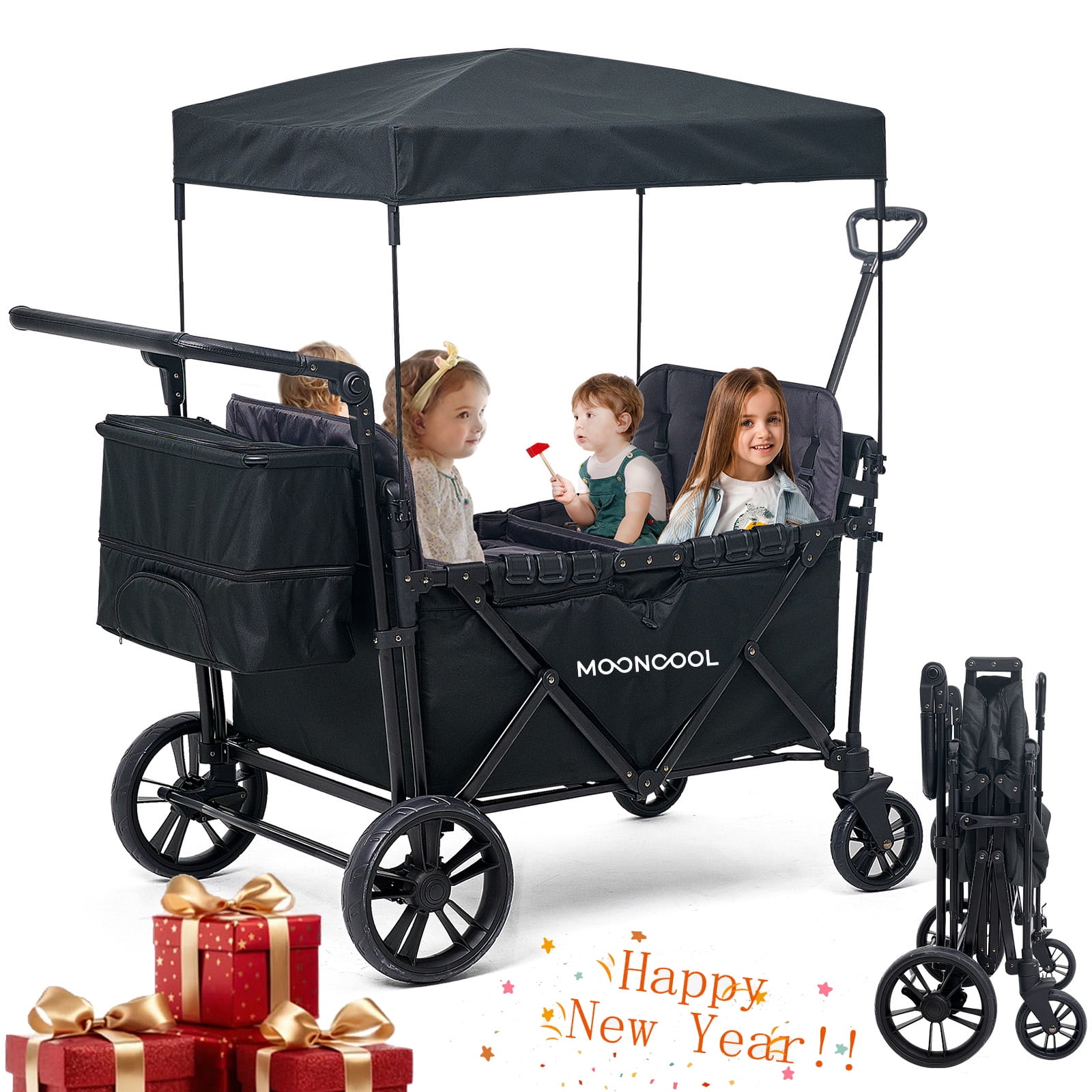 NAIZEA 4 Seater Stroller Wagon, Quad Stroller Wagon for 4 Kids, Push ...