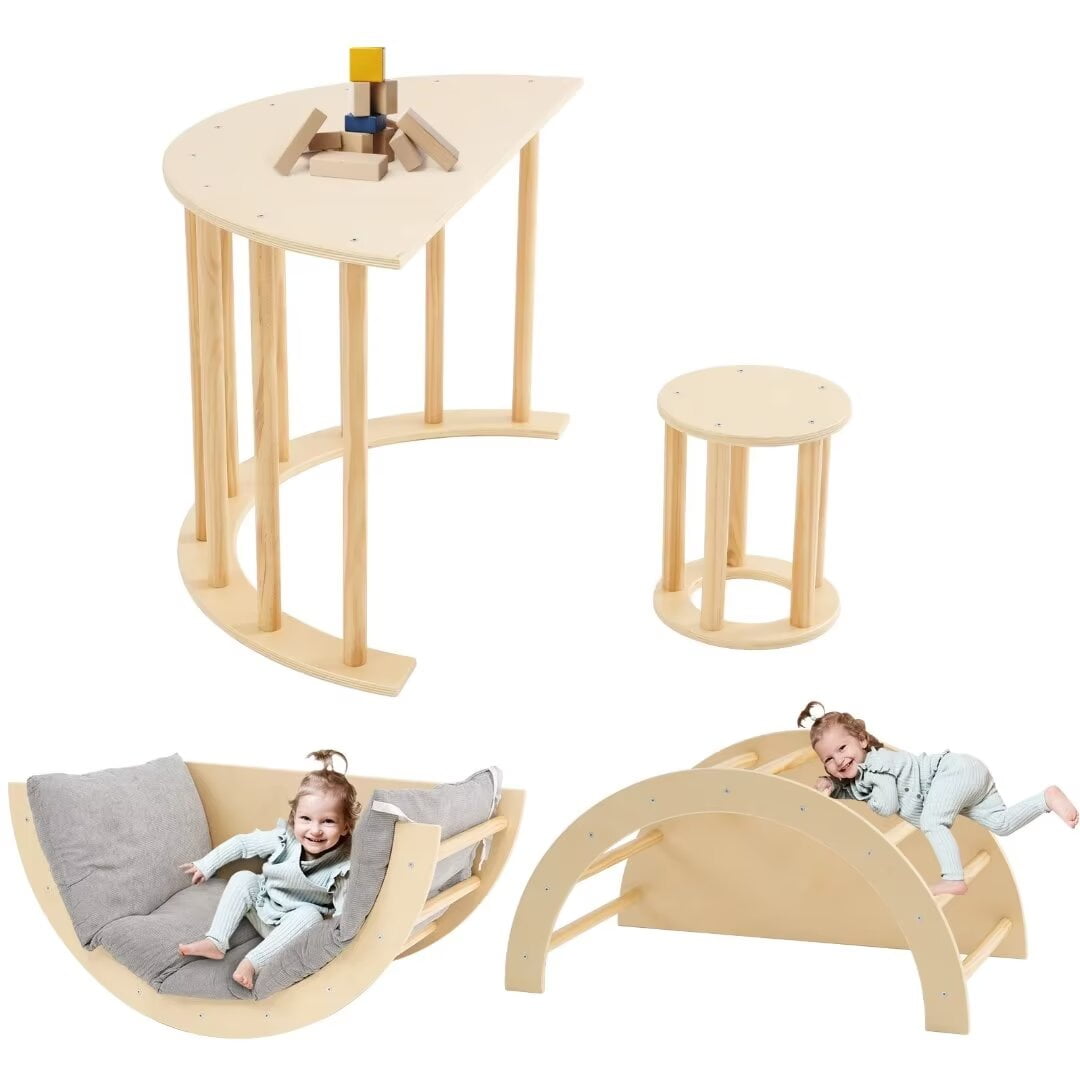 NAIZEA 5 in 1 Pikler Triangle Set, Kids Wooden Climbing Arch, Pikler ...