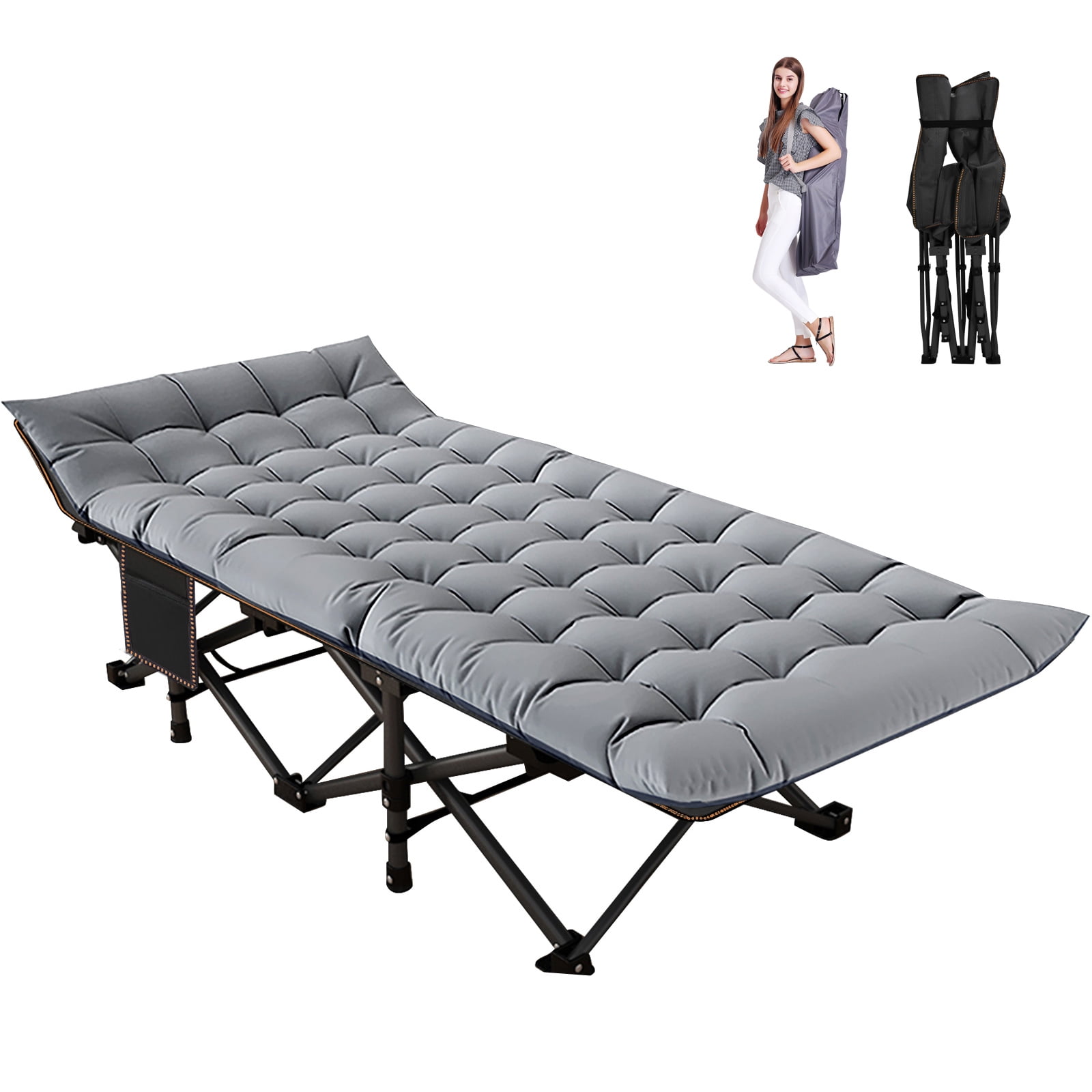 NAIZEA 75" Folding Bed Cot for Adults, Portable Sleeping Cot Guest Bed ...
