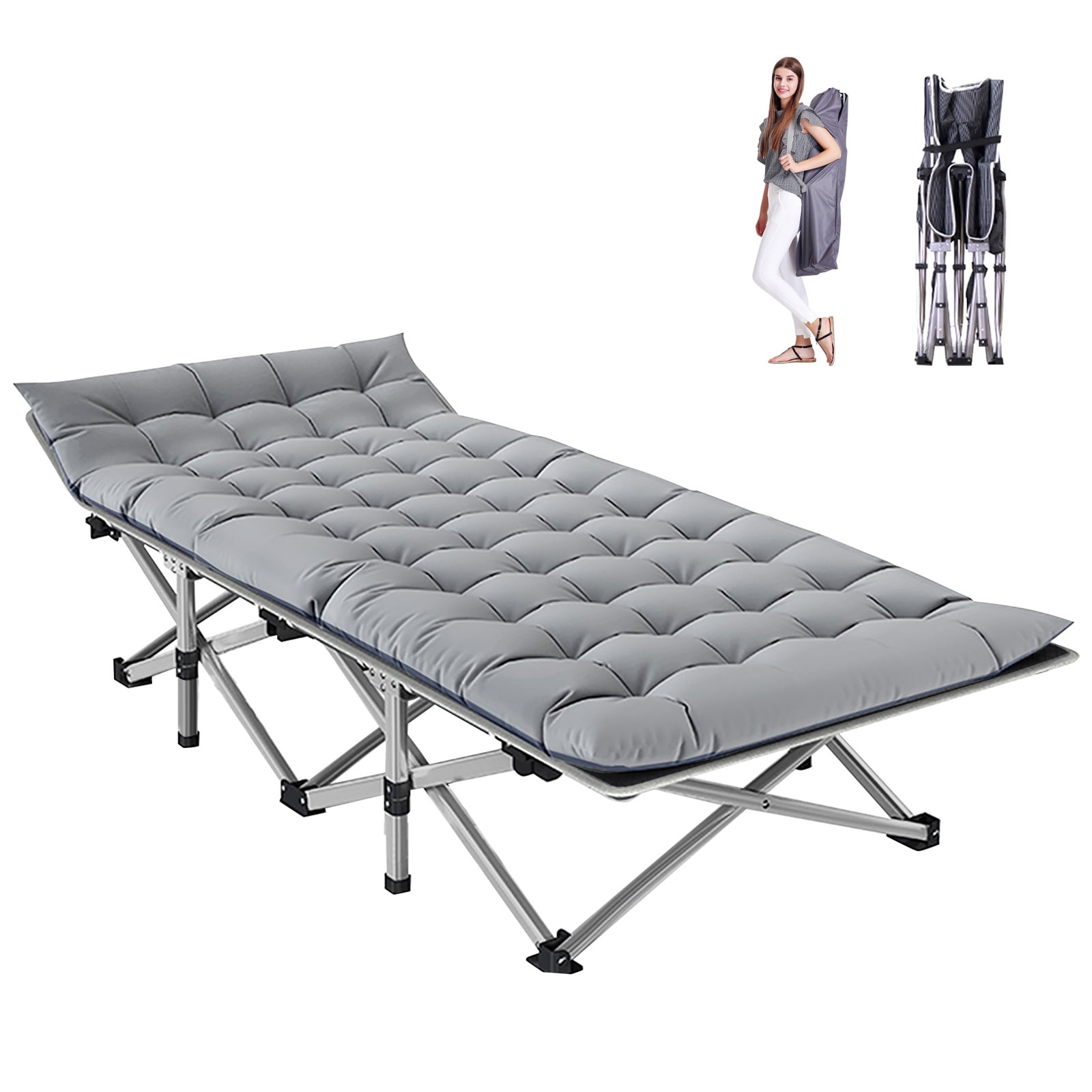 NAIZEA Single Size 75" Foldable, Compact, Collapsible Rollaway Bed Cot ...