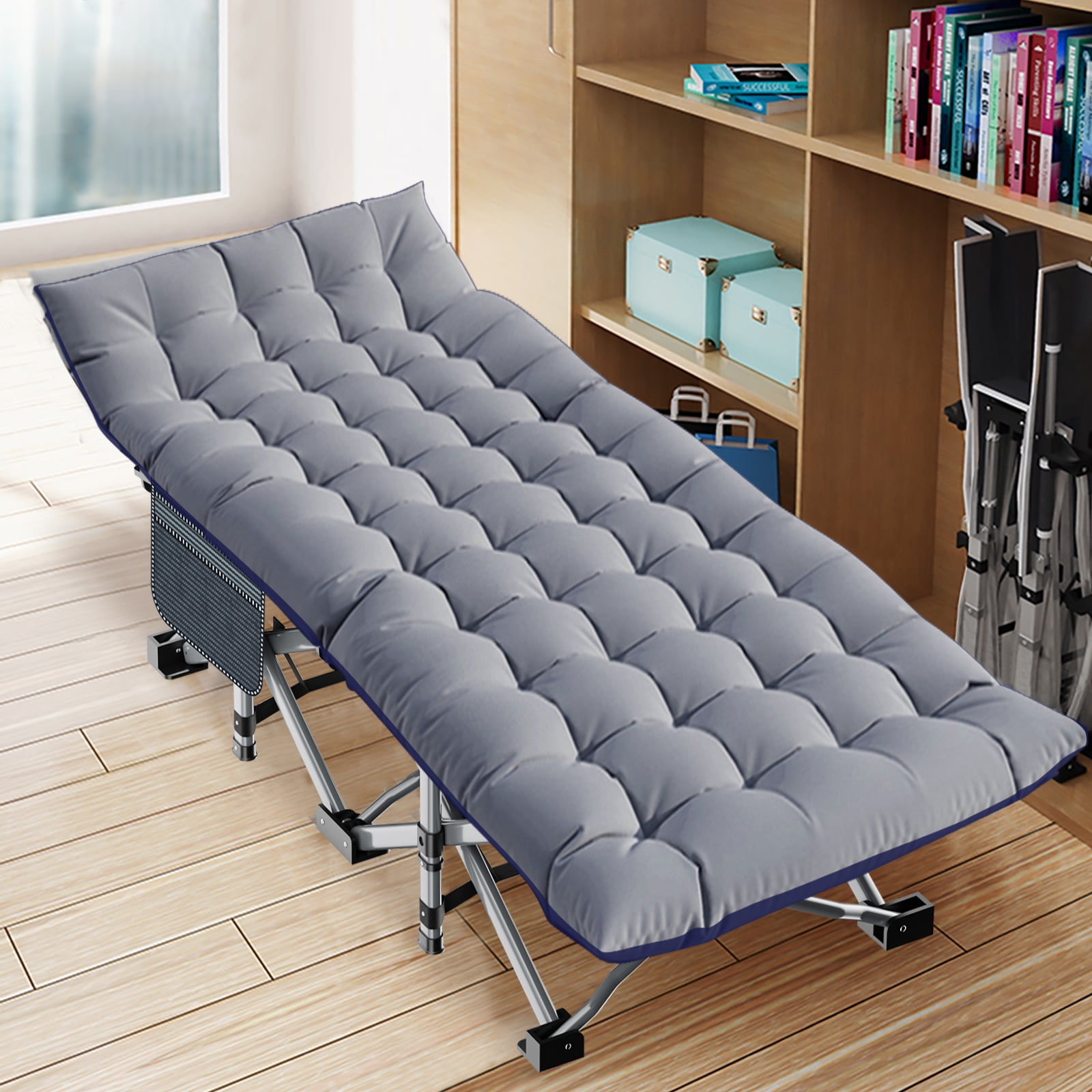 NAIZEA 75" Folding Bed Cot with Mattress, Portable Folding Guest Bed ...