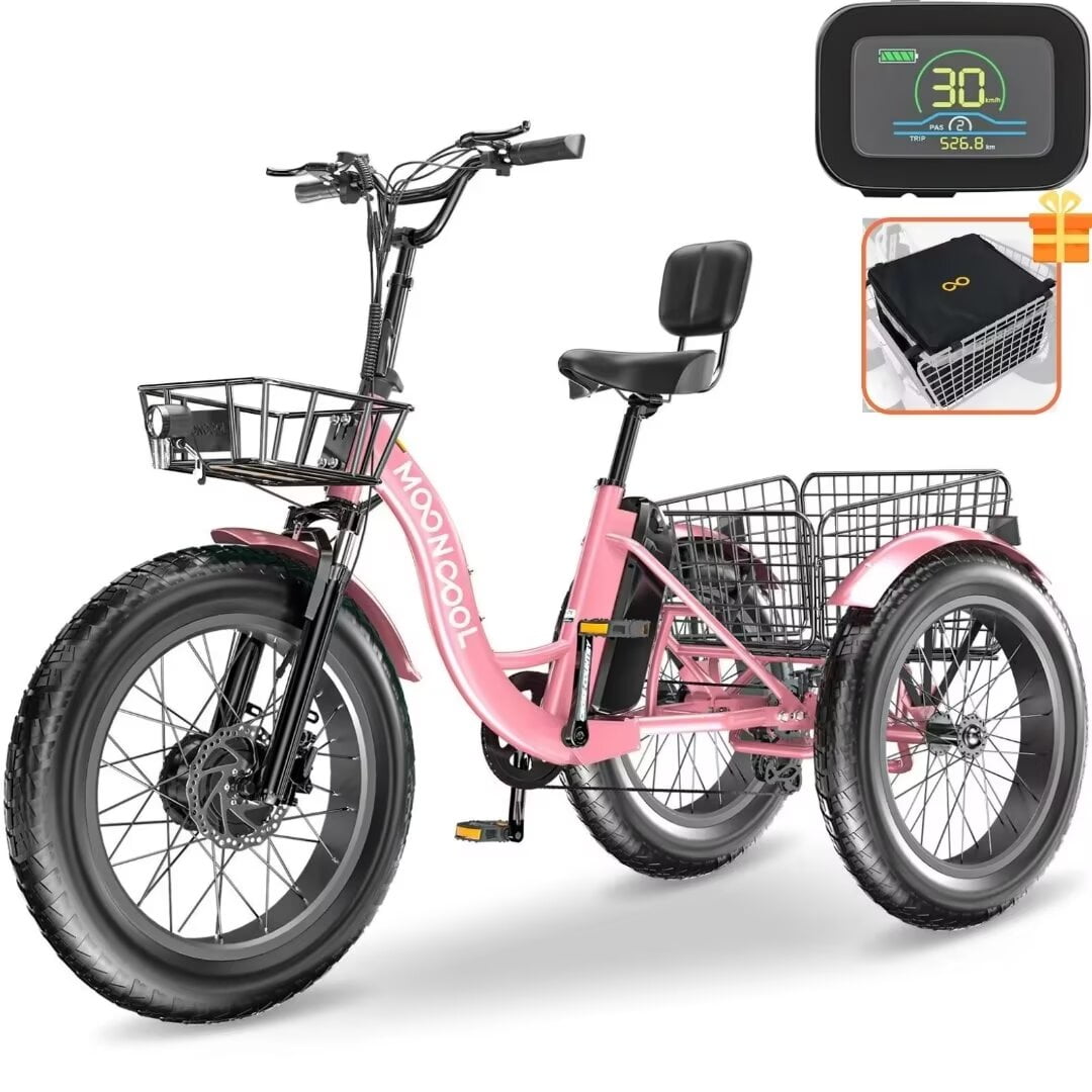 NAIZEA Heavy Duty Electric Trike for Adults, 7 Speed 3 Wheels Bike with ...