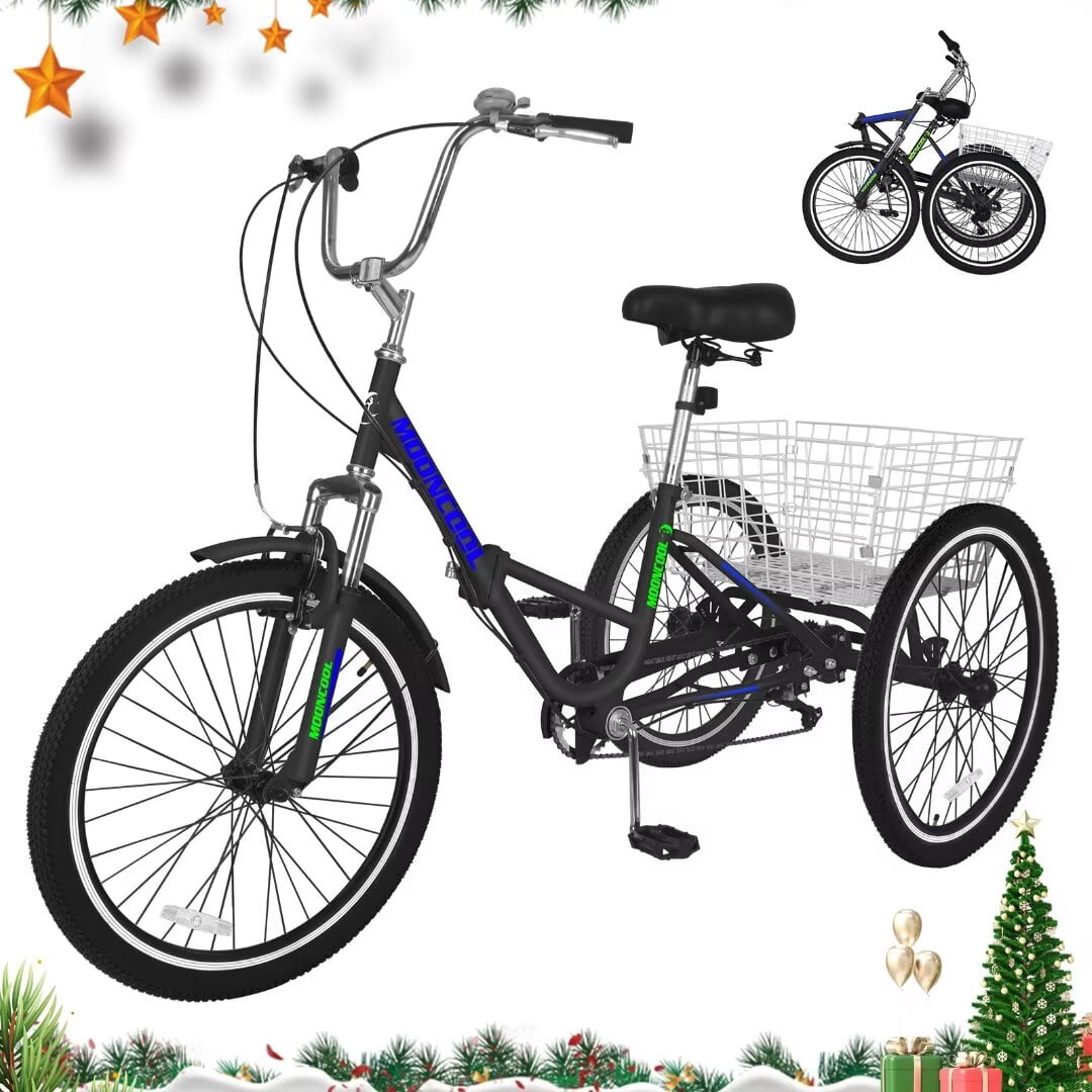 NAIZEA Adult Folding Tricycles, 7 Speed Folding Adult Trikes, 20 24 26 ...