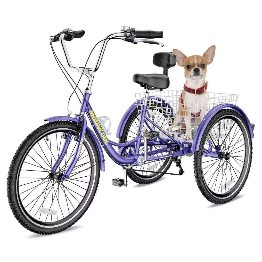 NAIZEA Adult Folding Tricycle 7-Speed, 20/24/26-Inch Three Wheel ...