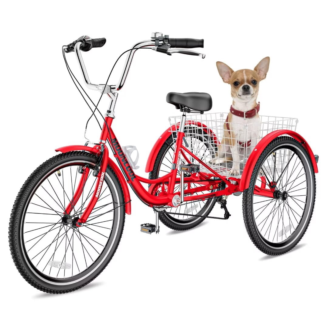 NAIZEA Adult Folding Tricycle 7-Speed, 20/24/26-Inch Three Wheel ...
