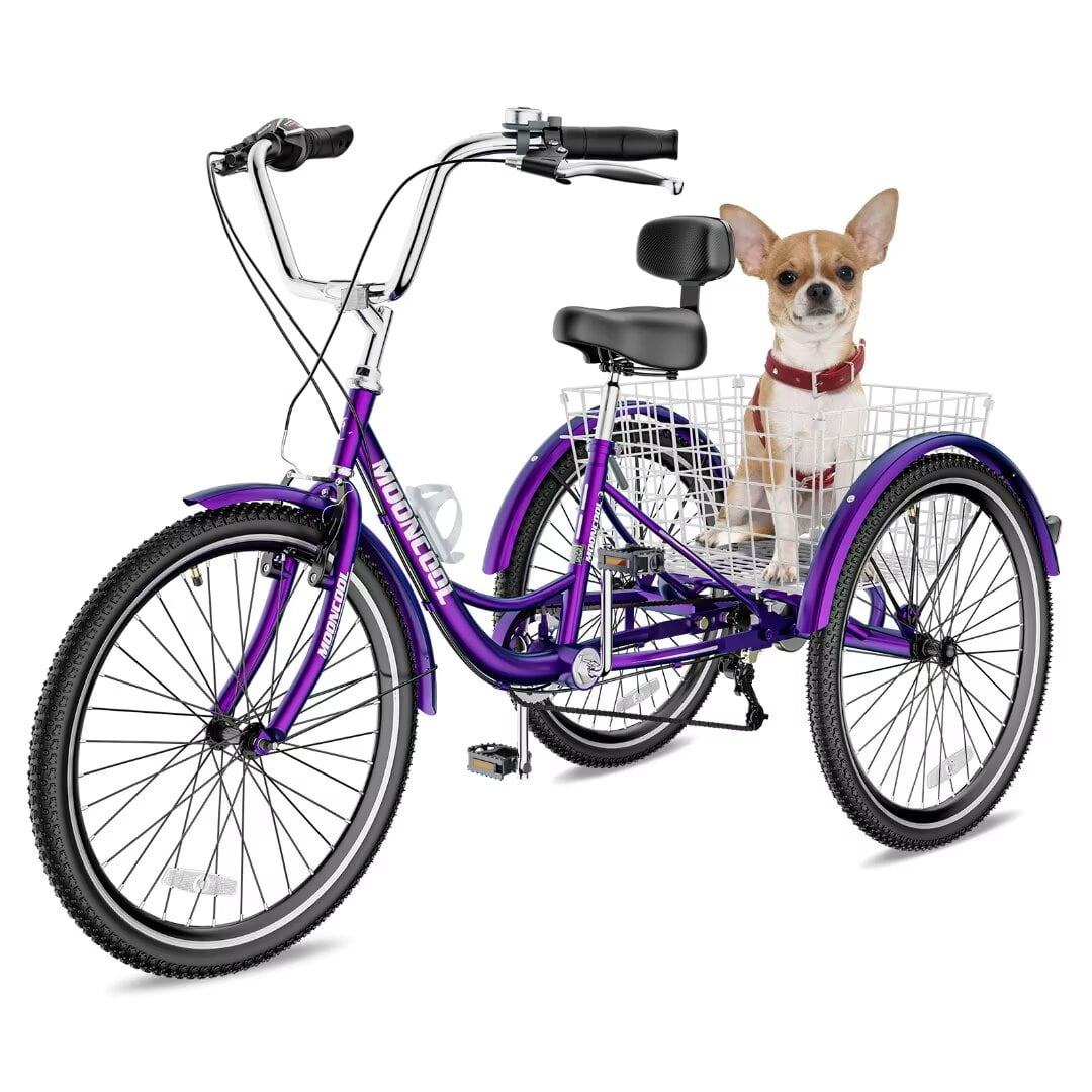 NAIZEA Adult Folding Tricycle 7-Speed, 20/24/26-Inch Three Wheel ...