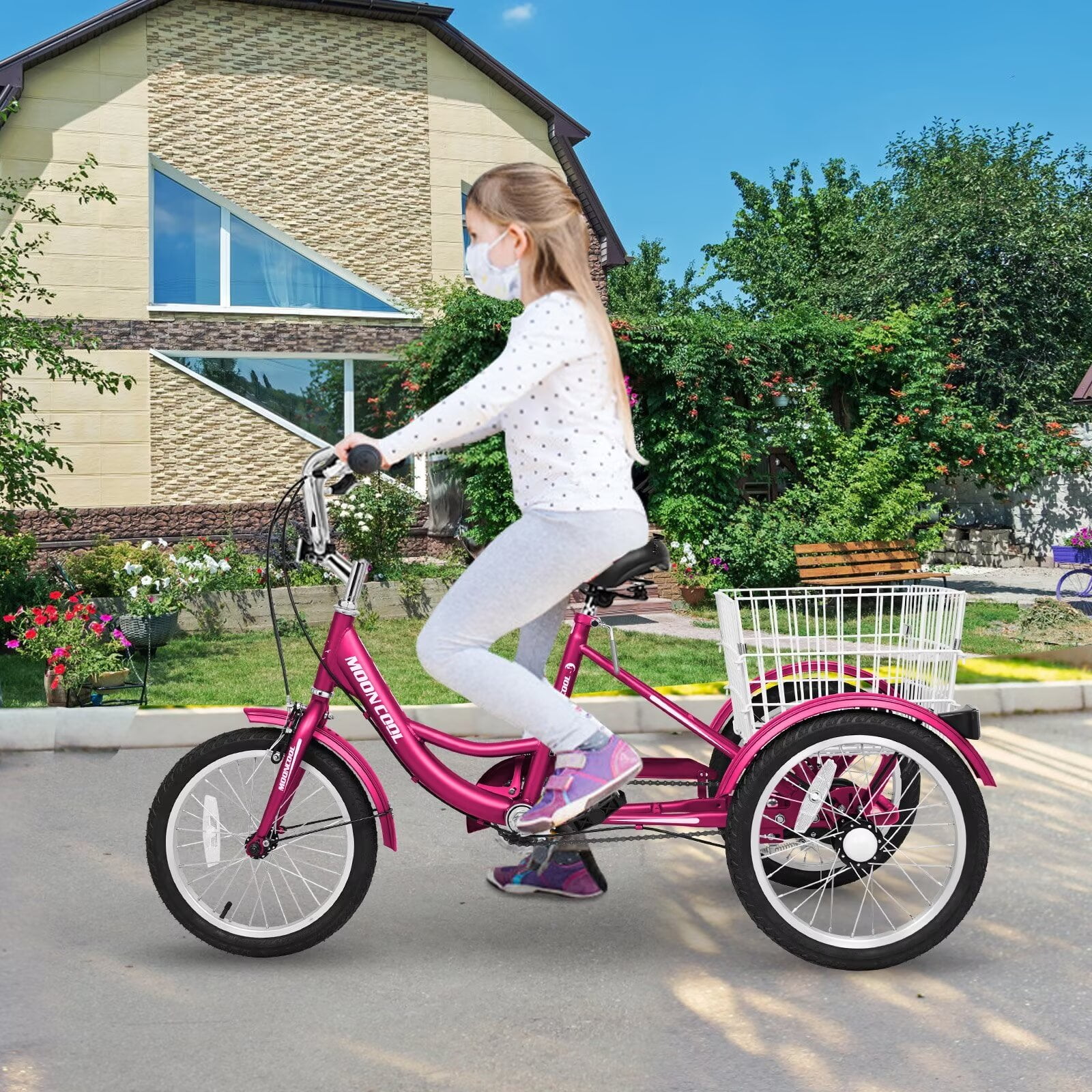 NAIZEA Adult Tricycles 1 Speed, 16 inch 3 Wheel Bikes, Three-Wheeled ...