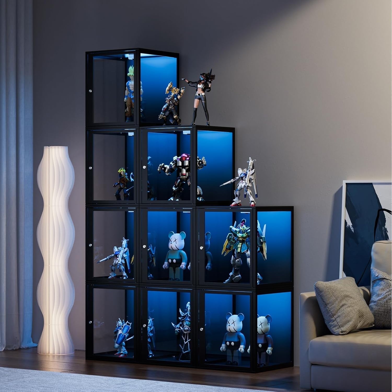 NAIZEA Display Cabinet, 1 Pack Figurines Showcase with Lock, Shoes ...