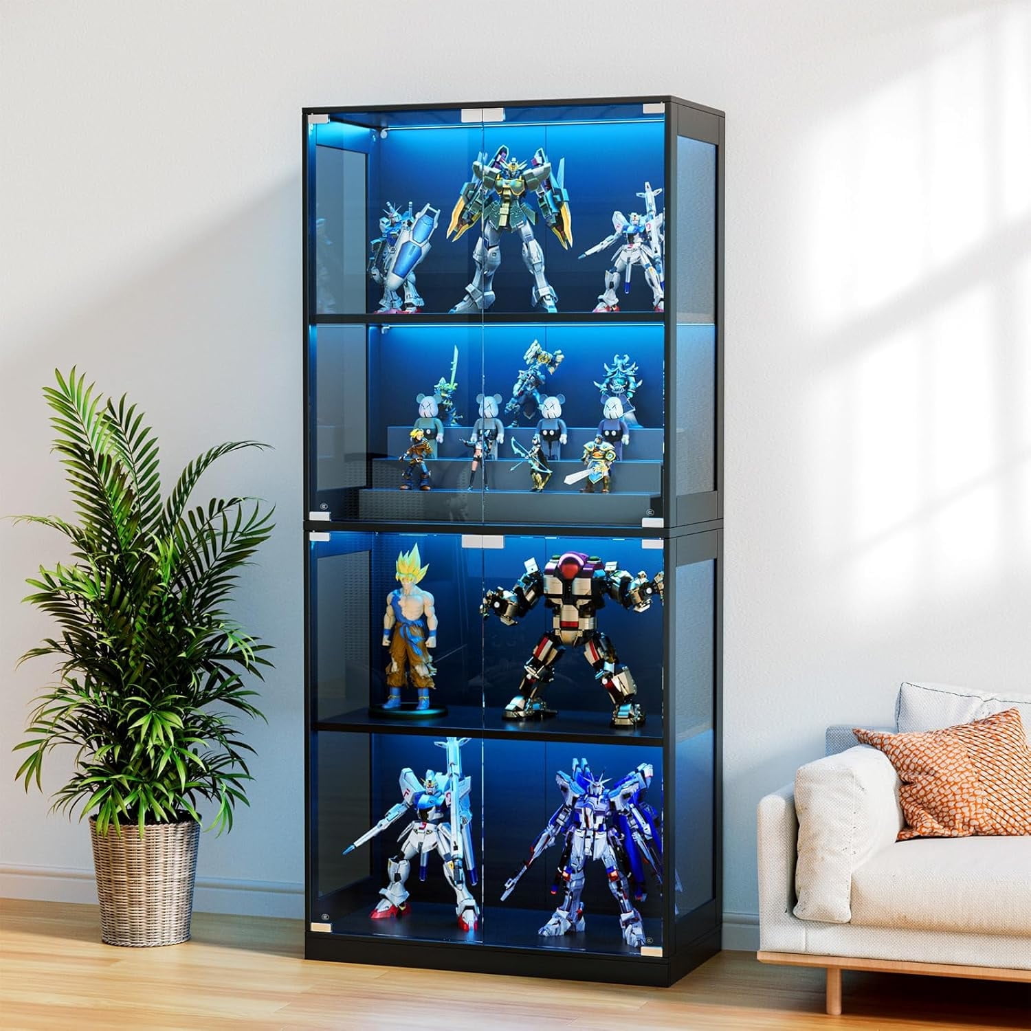 NAIZEA Display Cabinet with Glass Doors, 63" H Figurines Glass Display ...
