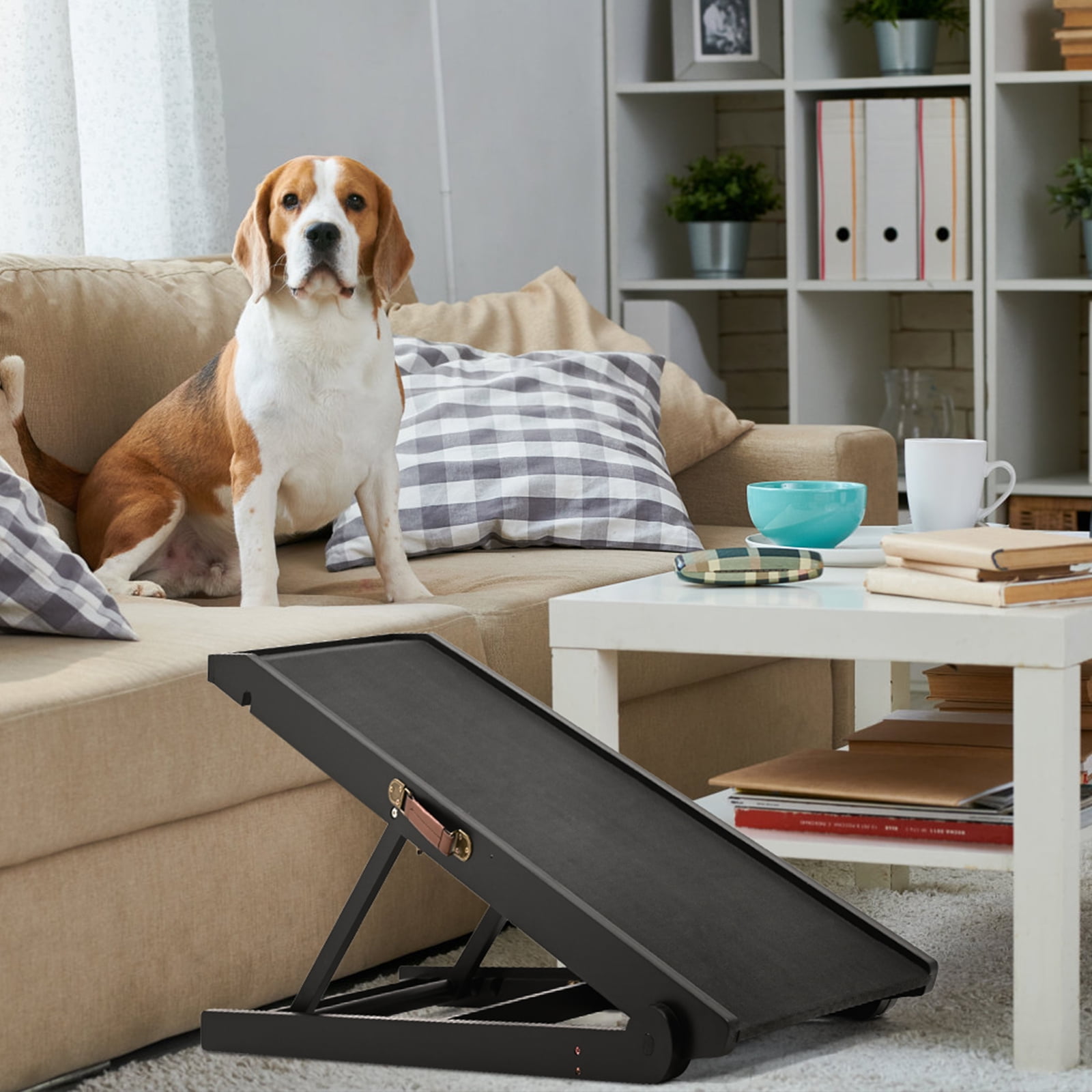 NAIZEA Dog Ramp,4 Level Adjustable Folding Pet Ramp for Bed, Couch,SUV ...