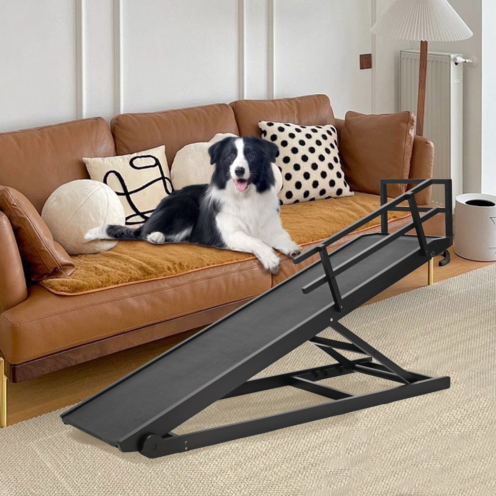 NAIZEA Dog Ramp, 5 Level Adjustable Height Folding Pet Ramp for Bed ...