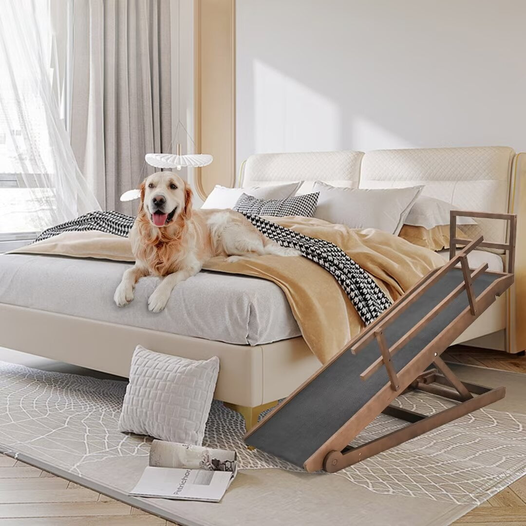 NAIZEA Dog Ramp,6 Level Adjustable Folding Pet Ramp for Bed, Couch,SUV ...