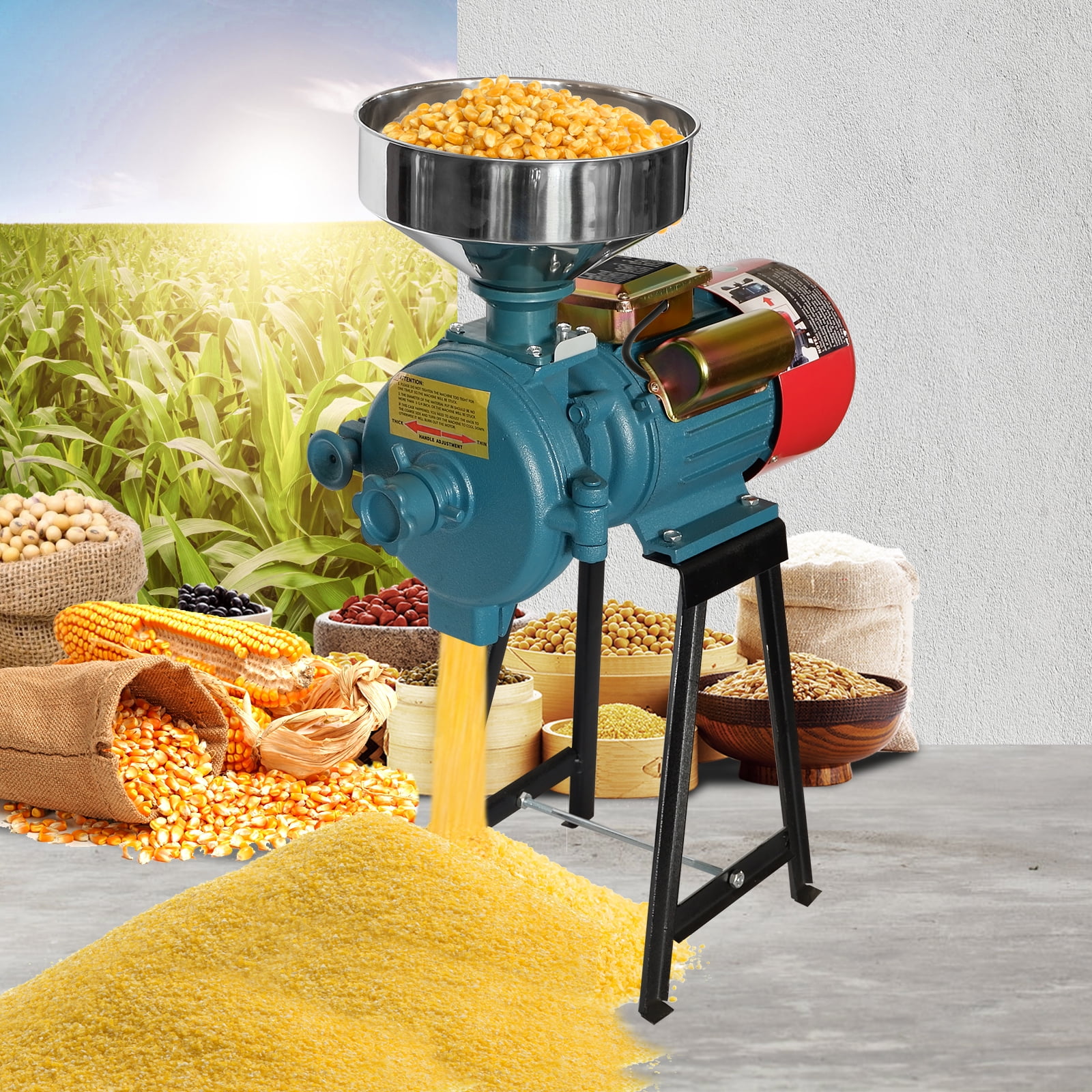 NAIZEA 3000W Electric Grain Mill, Dry & Wet Cereal Grinder, Suitable ...
