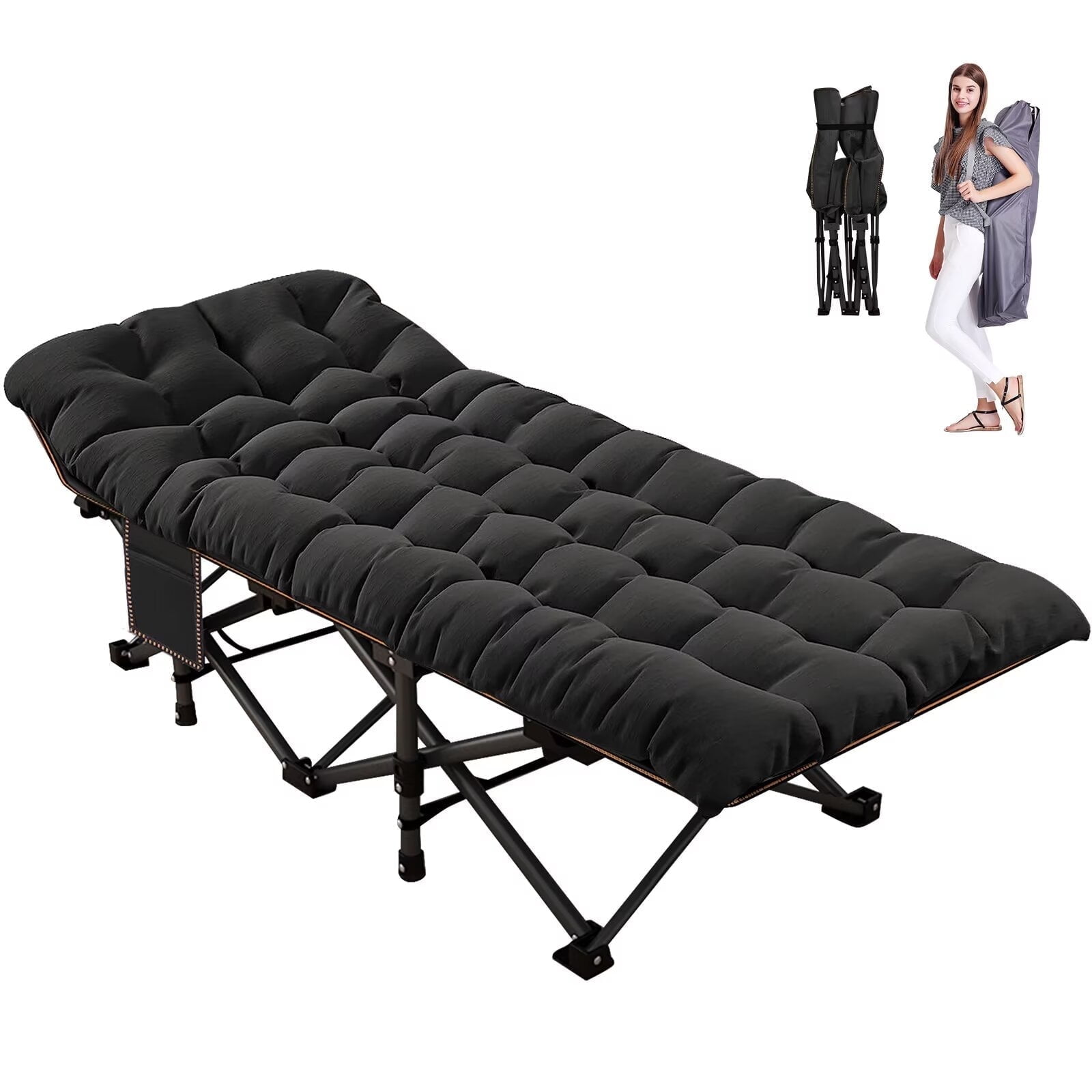 NAIZEA Folding Bed Cot with Mattress,Folding Camping Cot with Carry Bag ...