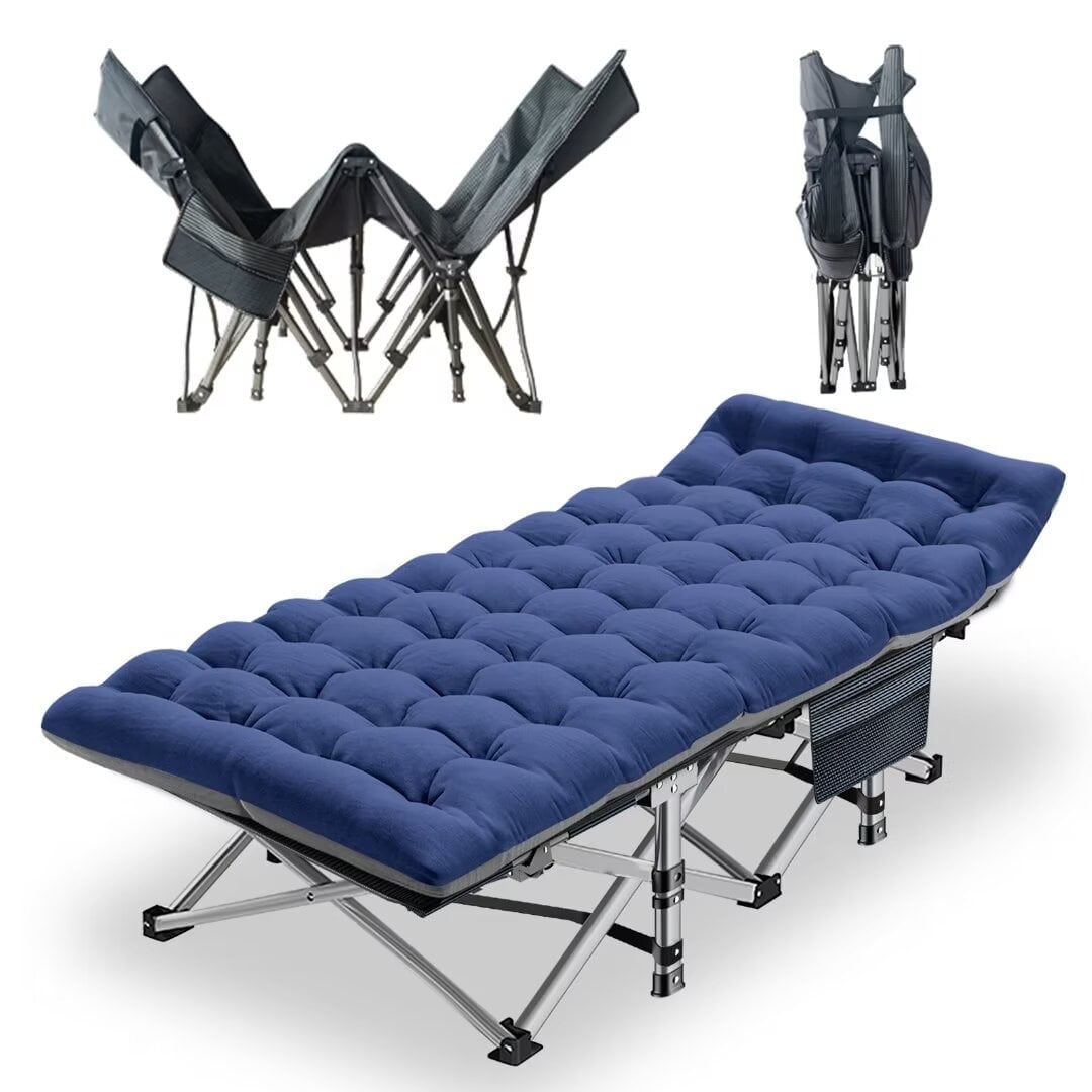 NAIZEA Single Size Foldaway Bed Cot with Mattress, Portable Camping Cot ...