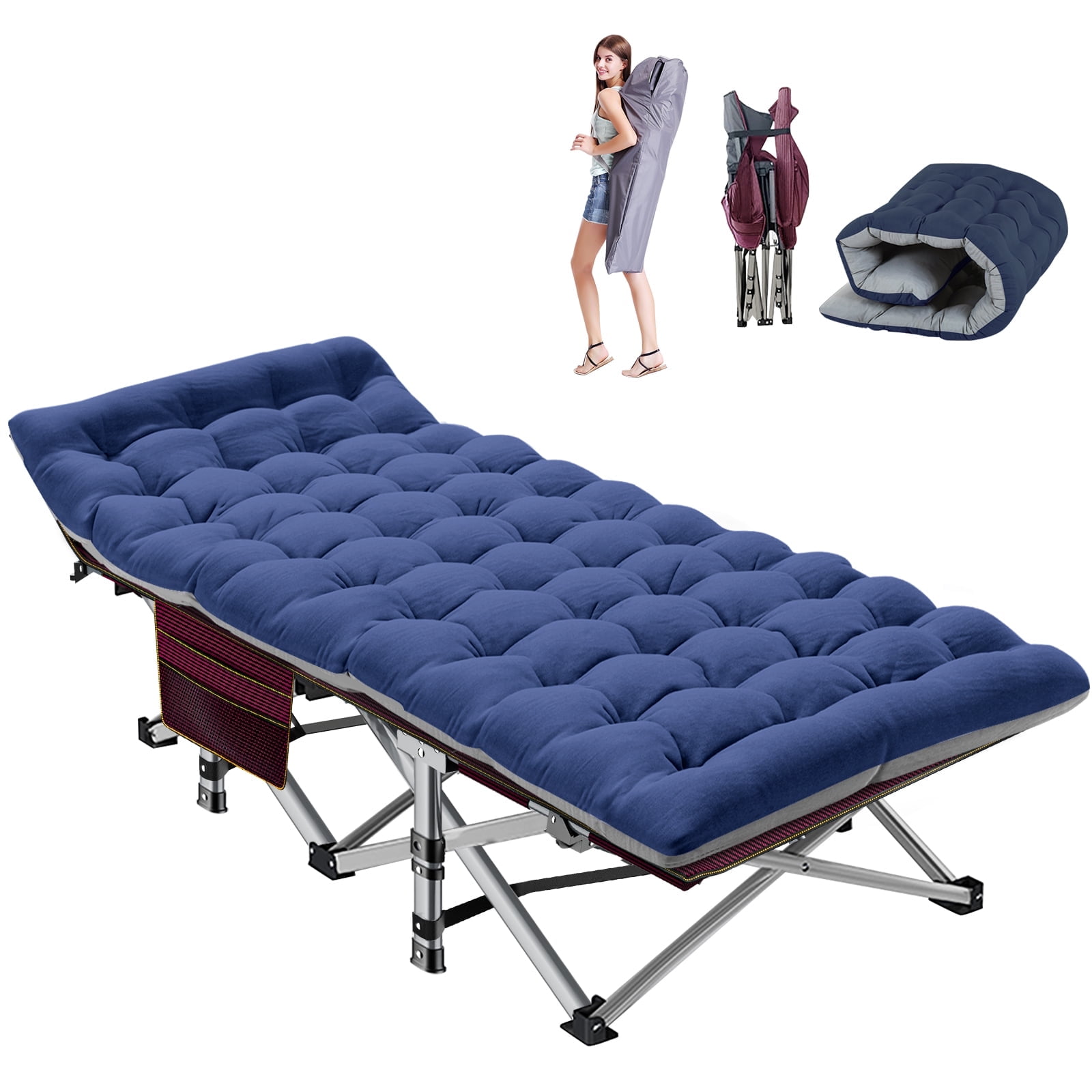 NAIZEA Foldable Bed for Adults, Portable Guest Bed with Mattress ...