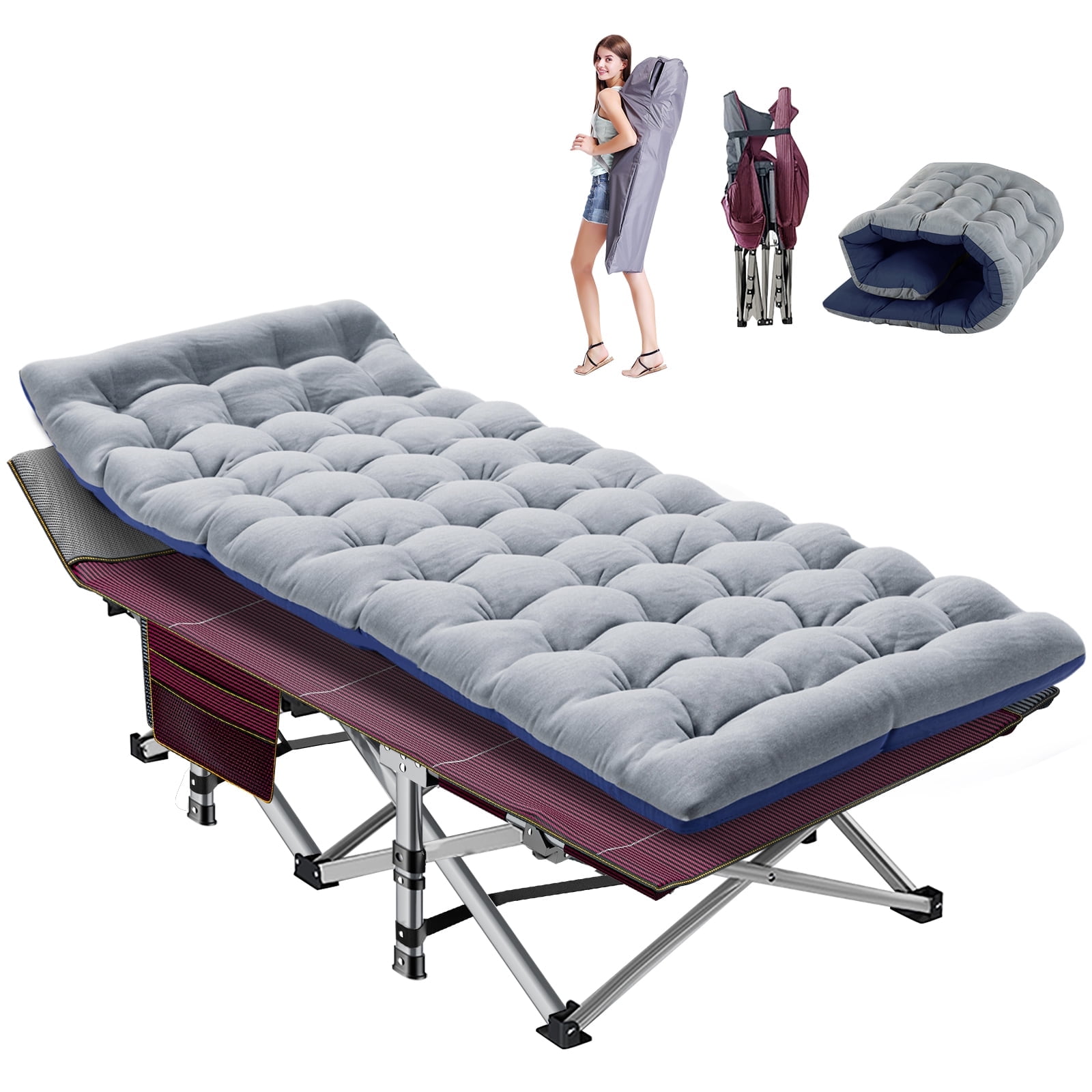 NAIZEA 75"*28" Folding Bed for Adults, Portable Rollaway Guest Bed ...