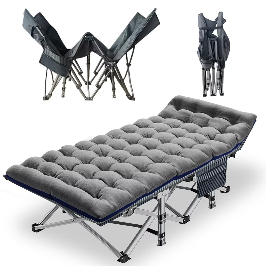 NAIZEA Folding Camping Cot With Mattress, Portable Durable Sleeping Bed ...