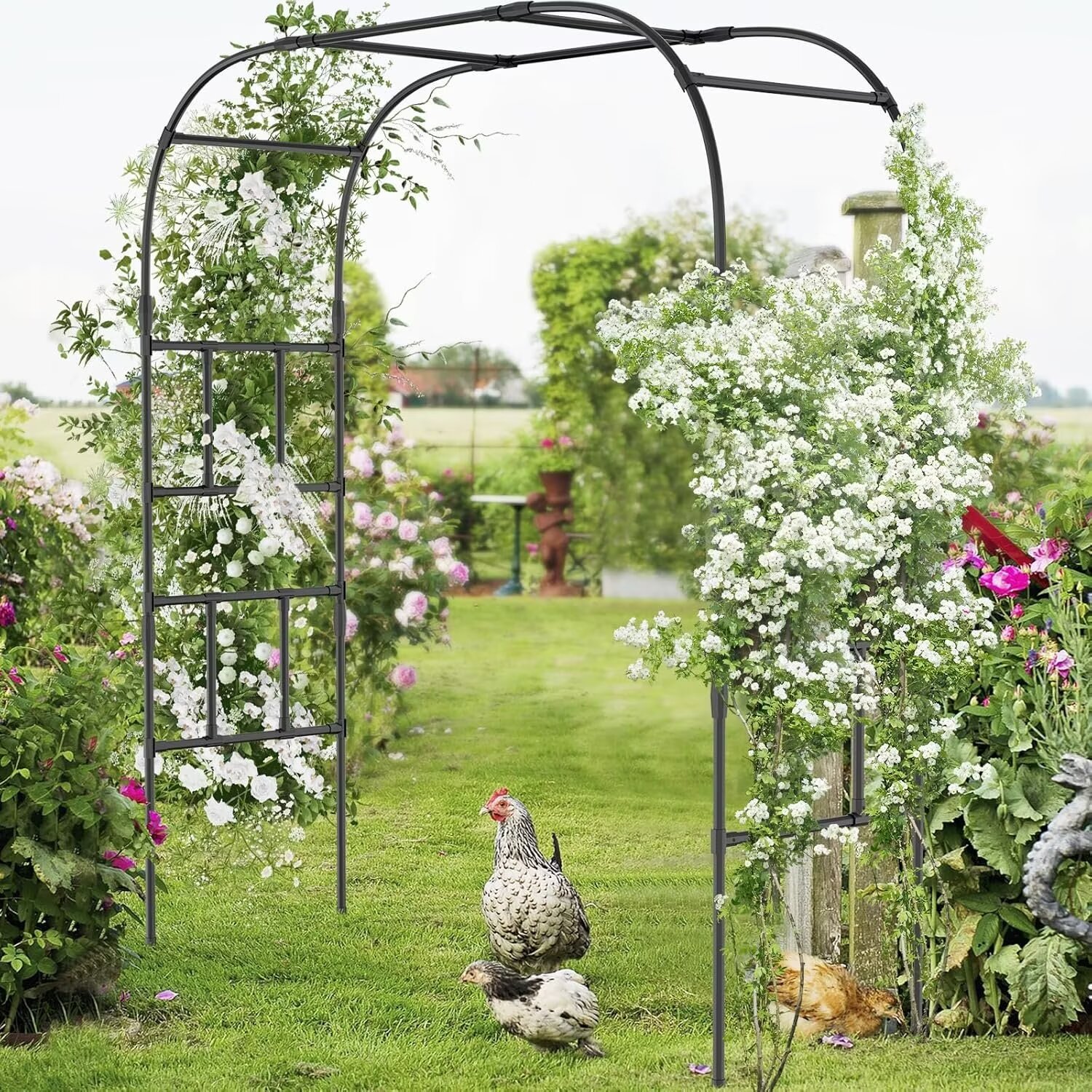 NAIZEA Garden Arch Trellis for Climbing Plants, 79'' L x 87'' H Large ...