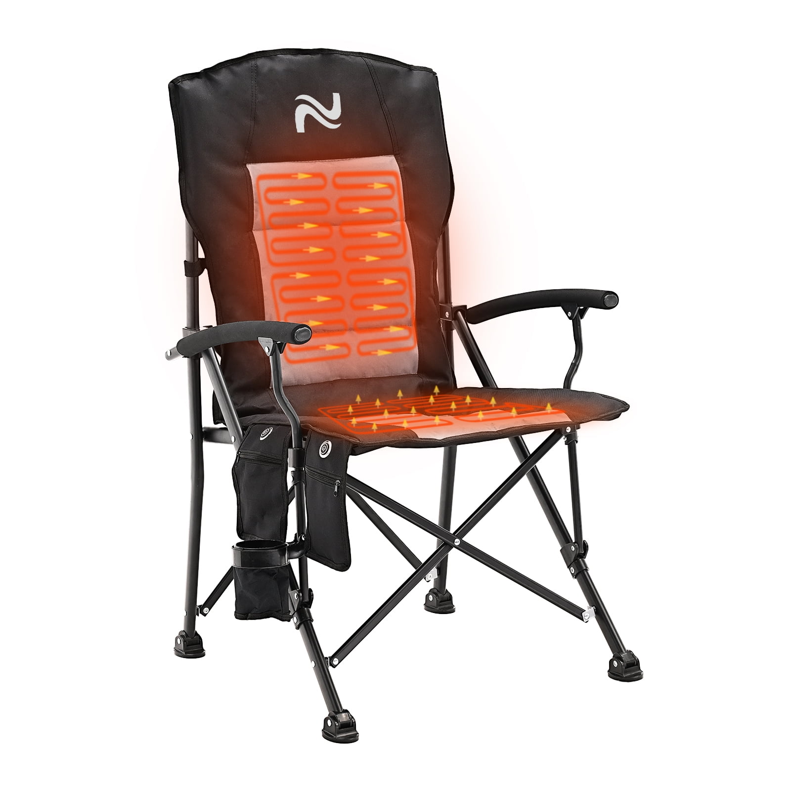 NAIZEA Heated Camping Chair, Portable Extra Wide Outdoor Folding Sports ...