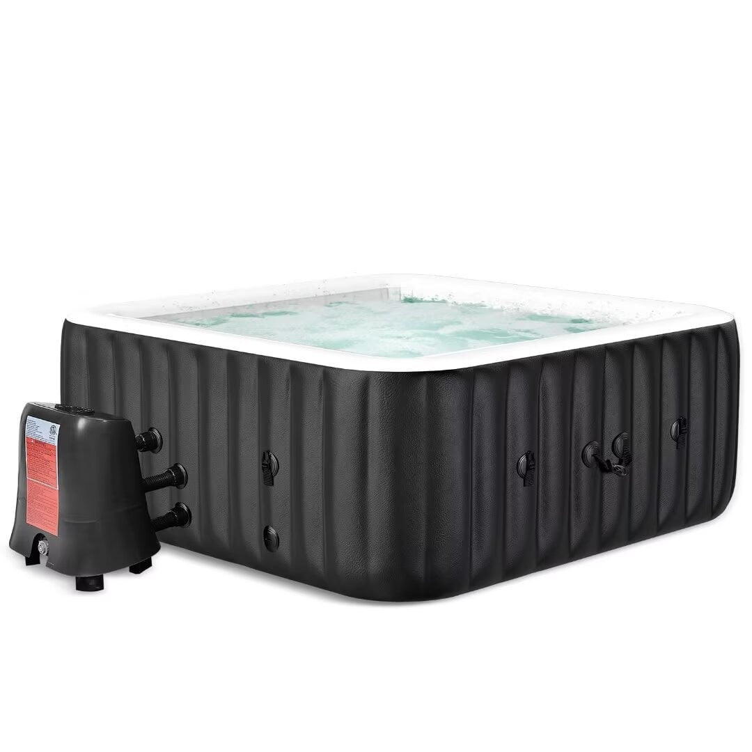 NAIZEA Inflatable Hot Tub, 57x57x25, 2-4 Person Portable Spa with 130 ...