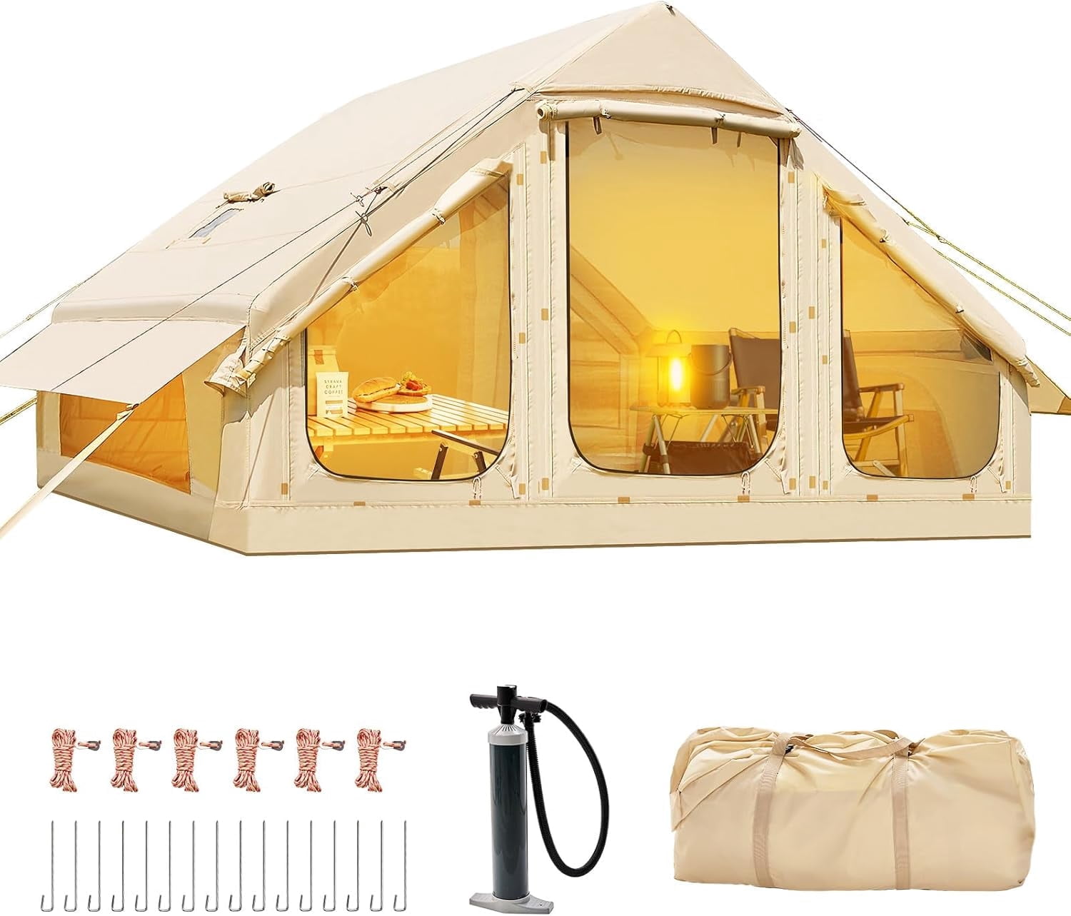 NAIZEA Inflatable Tents for Camping, Blow Up Tent with Hand Pump, Easy ...