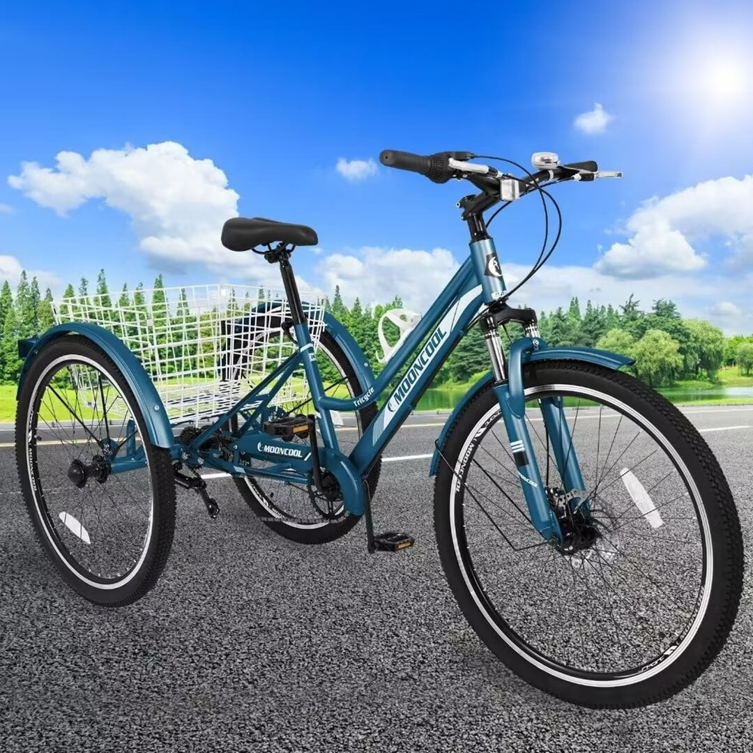 NAIZEA Mountain Tricycle for Adults, 7 Speed Three Wheel Bike, 24/26/27 ...