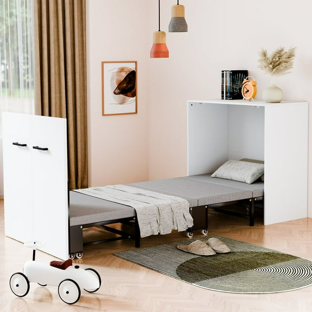 NAIZEA Murphy Bed with Mattress, Folded Cabinet Bed, Guest Bed Roll ...