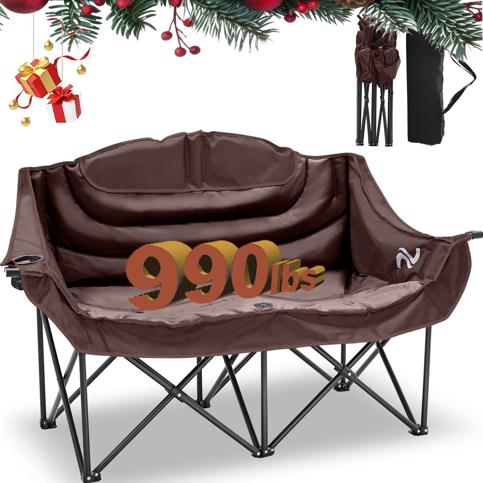 NAIZEA Oversized Camping Chair, 2 Person Fully Padded Camping Chair ...