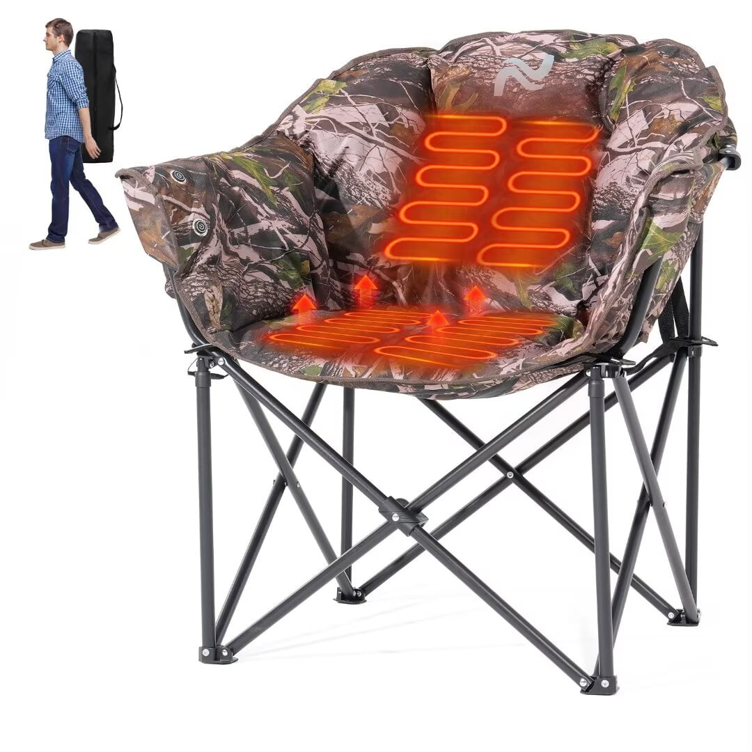 NAIZEA Oversized Heated Camping Chair, Patio Lounge Chairs with 3 Heat ...