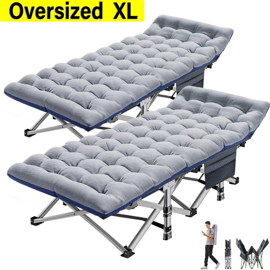 NAIZEA Oversized Heavy Duty Outdoor Camping Cot Bed with with Mattress ...