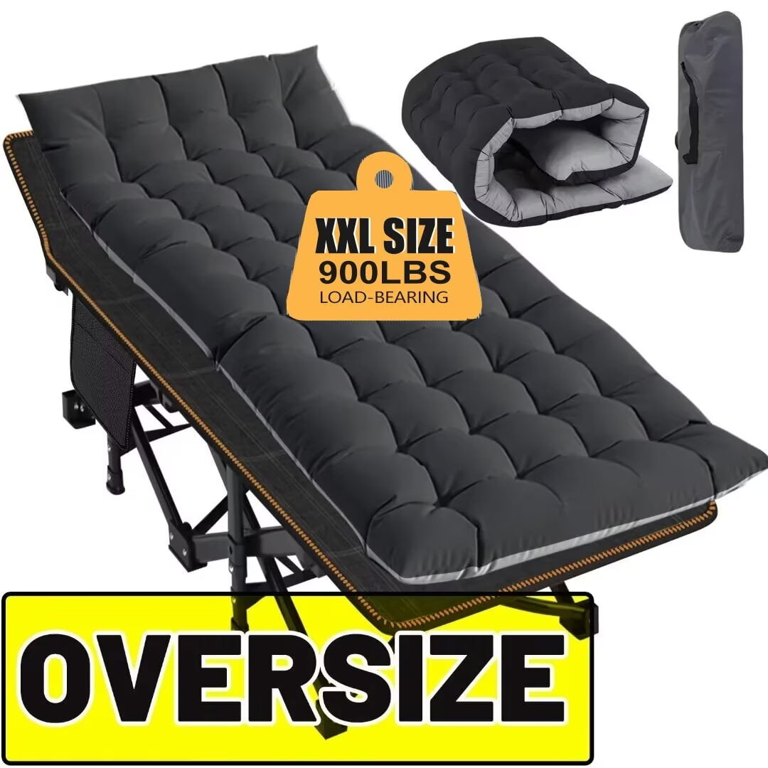 NAIZEA Oversized XL Folding Bed Cot with Mattress, Folding Camping Cot ...