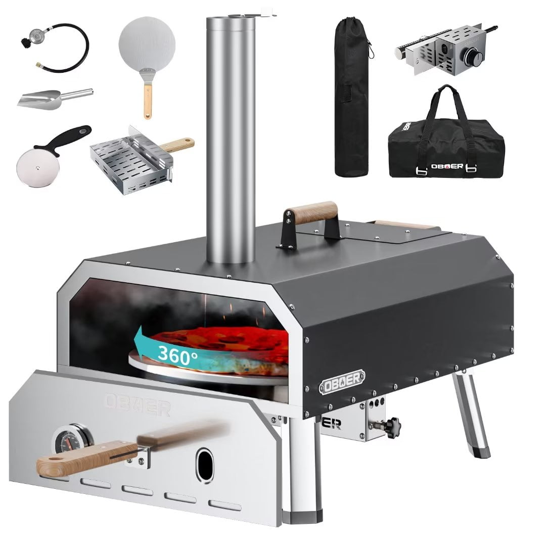 "NAIZEA 16"" Portable Multi-Fuel Pizza Oven with Accessories, Stainless ...
