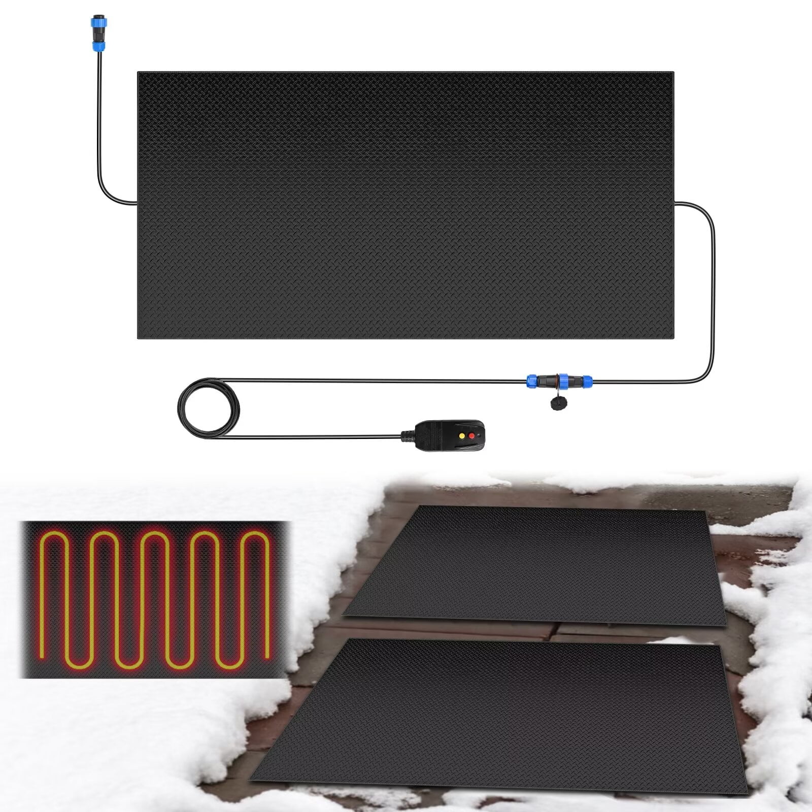 NAIZEA Snow Melting Mat, 30 x 60 inch, 3 in/h Melting Speed, Heated ...
