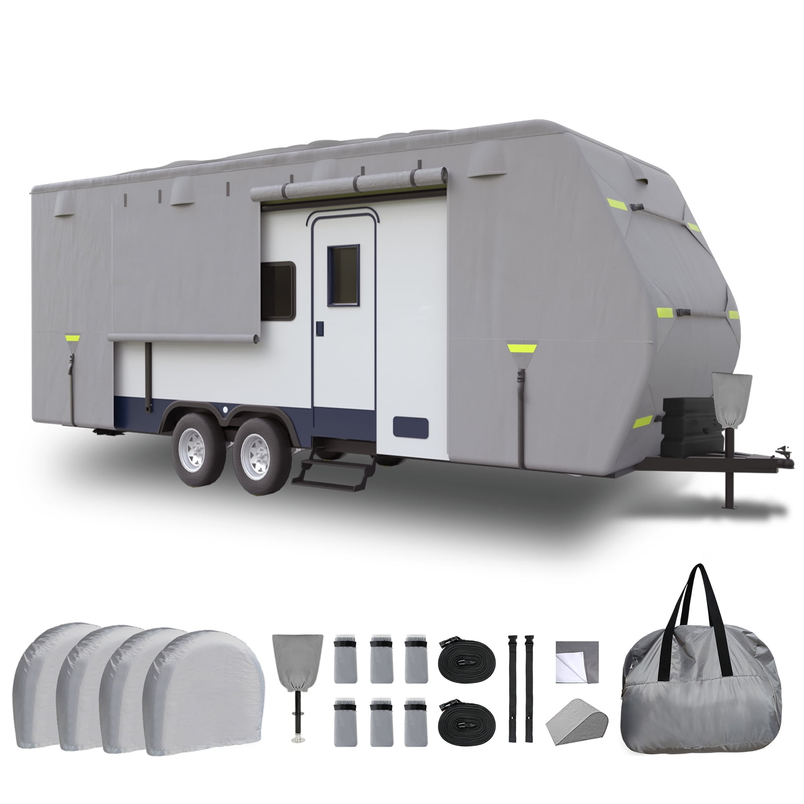 NAIZEA Travel Trailer RV Cover, 500D Premium Oxford Fabric, Camper ...