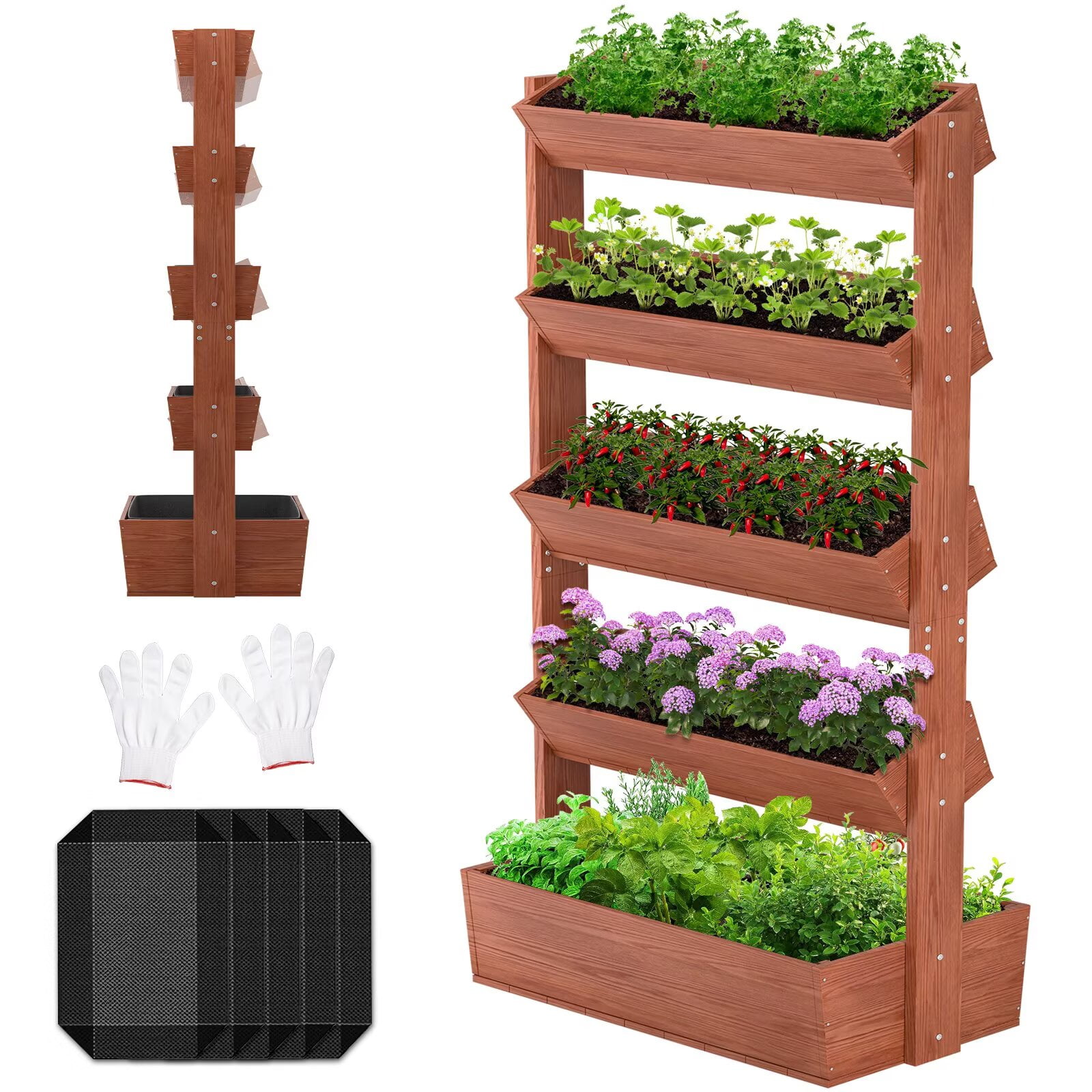 NAIZEA Vertical Wooden Raised Garden Bed, 5 Tier Garden Planters ...