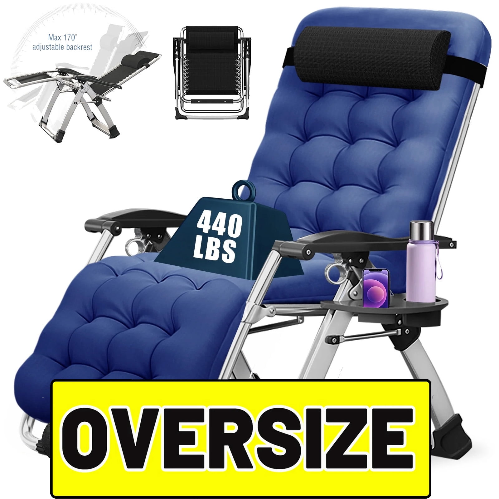 NAIZEA XL Zero Gravity Chair, Oversized XL Folding Reclining Lounge ...