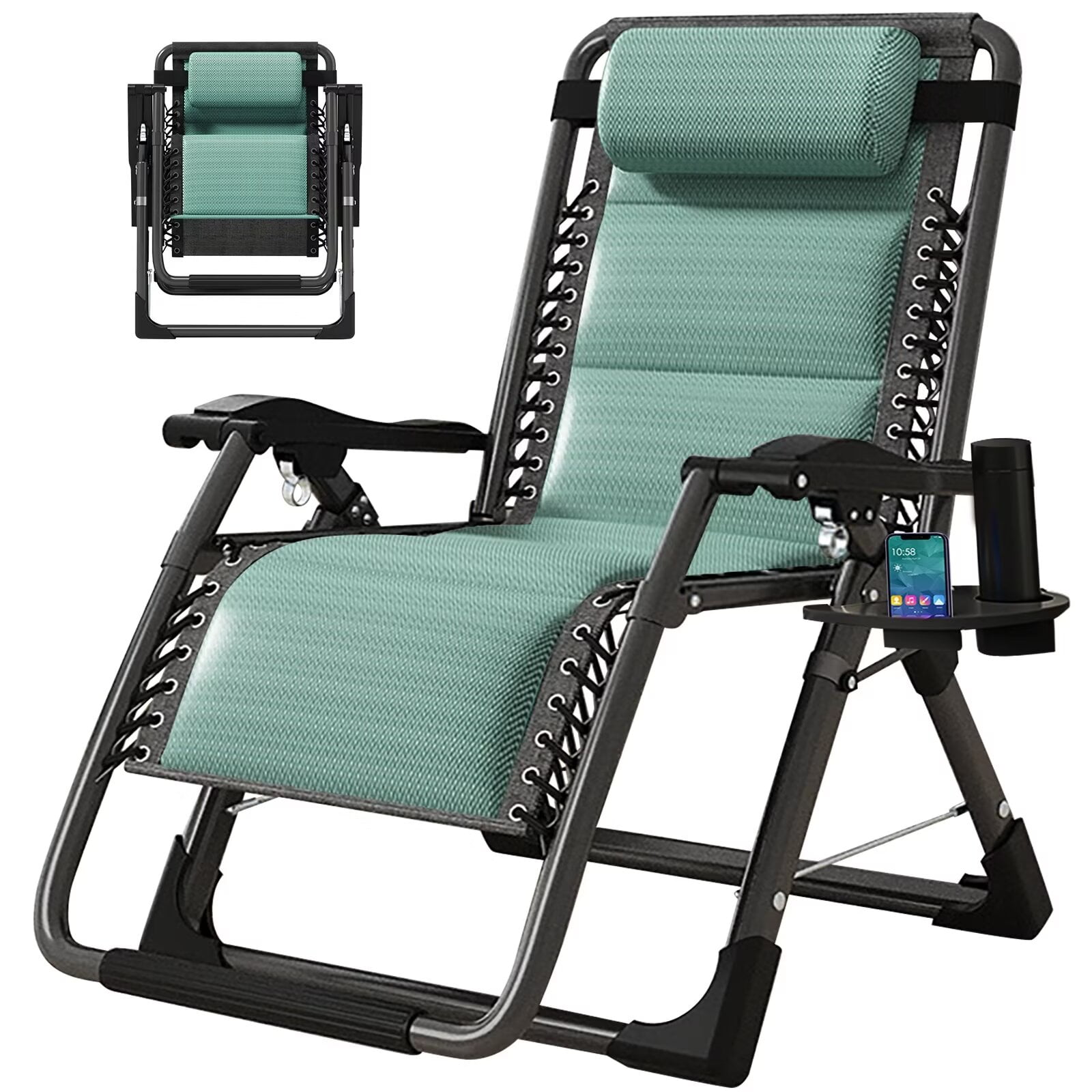 NAIZEA Zero Gravity Chair, Adjustable Lawn Recliner, Folding Lounge ...