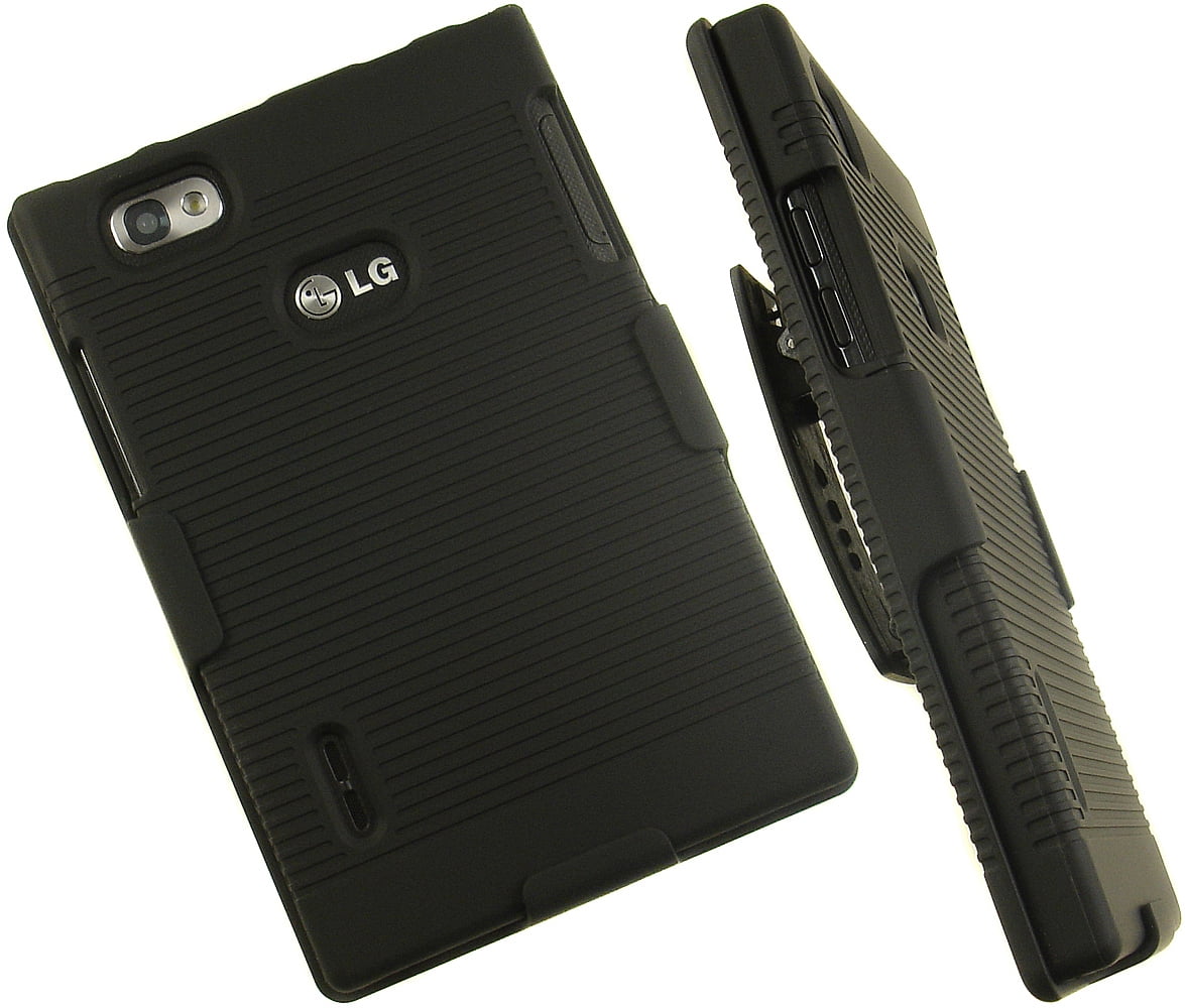 NAKEDCELLPHONE BLACK HARD CASE + BELT CLIP HOLSTER STAND FOR VERIZON LG ...