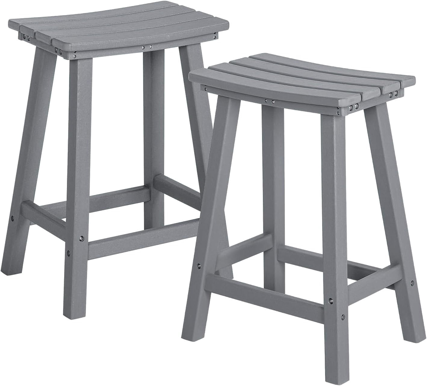 NALONE 24 Inch Outdoor Bar Stools Set of 2, HDPE Bar Chairs with ...
