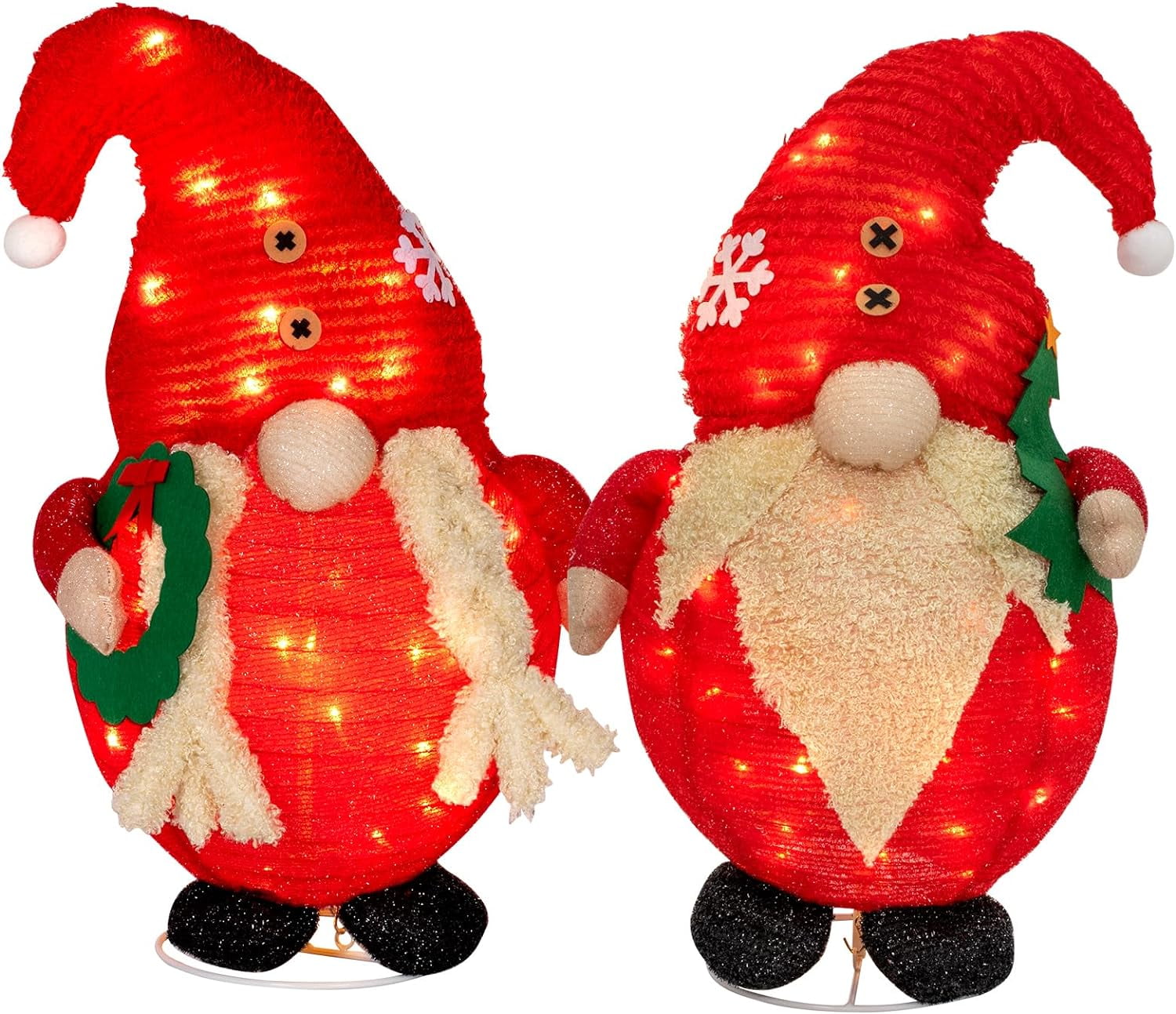 NALONE 2Pcs Lighted Gnomes Christmas Decorations with Timer, Pre-Lit ...