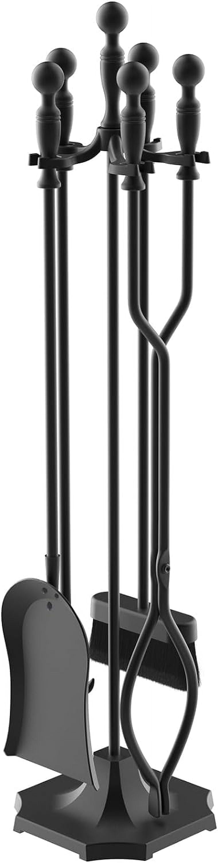 Nalone 5-Piece Wrought Iron Fireplace Tool Set with Ergonomic Handle ...