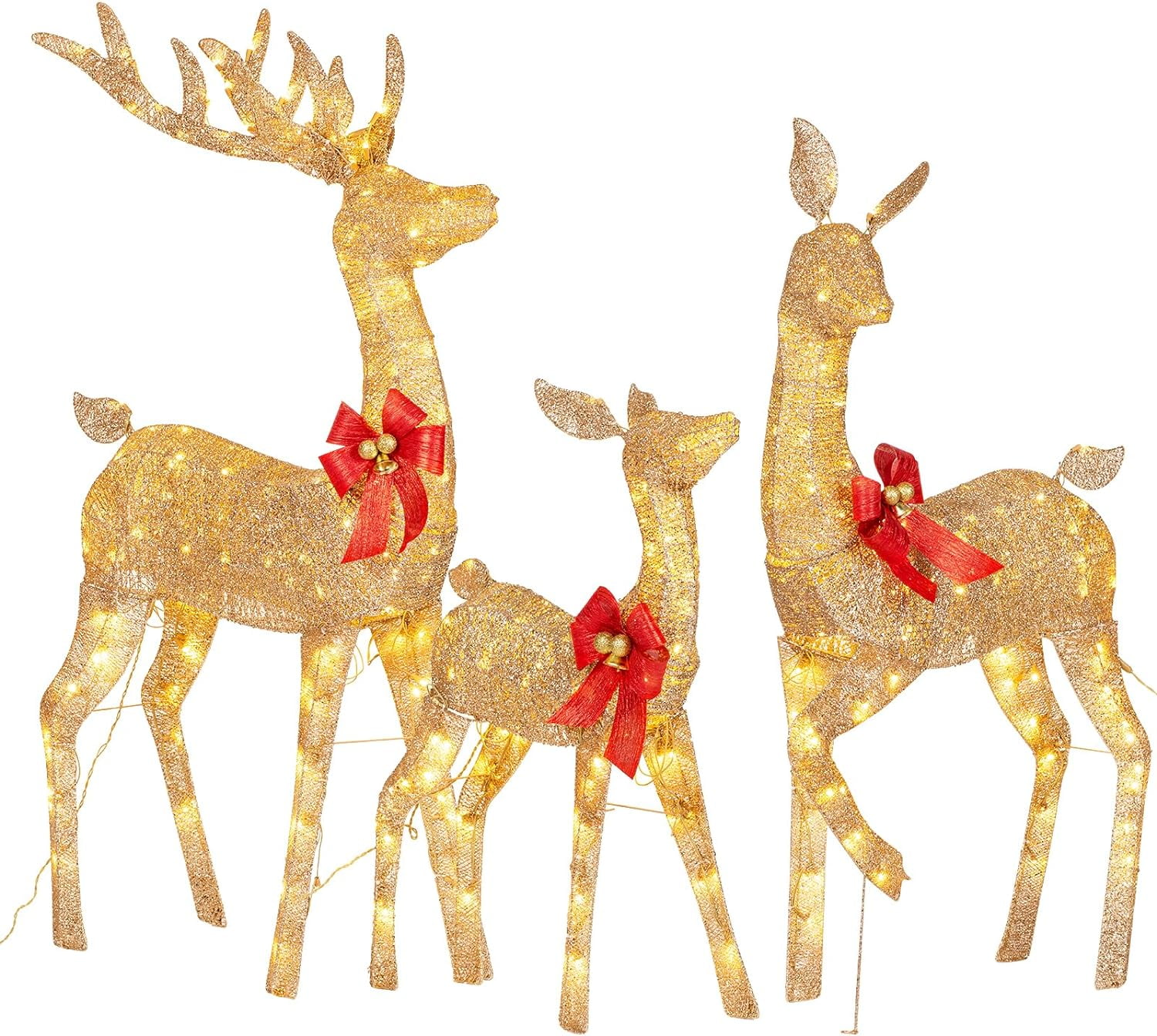 NALONE 5FT Large 3 Pieces Lighted Reindeer Christmas Decoration with ...