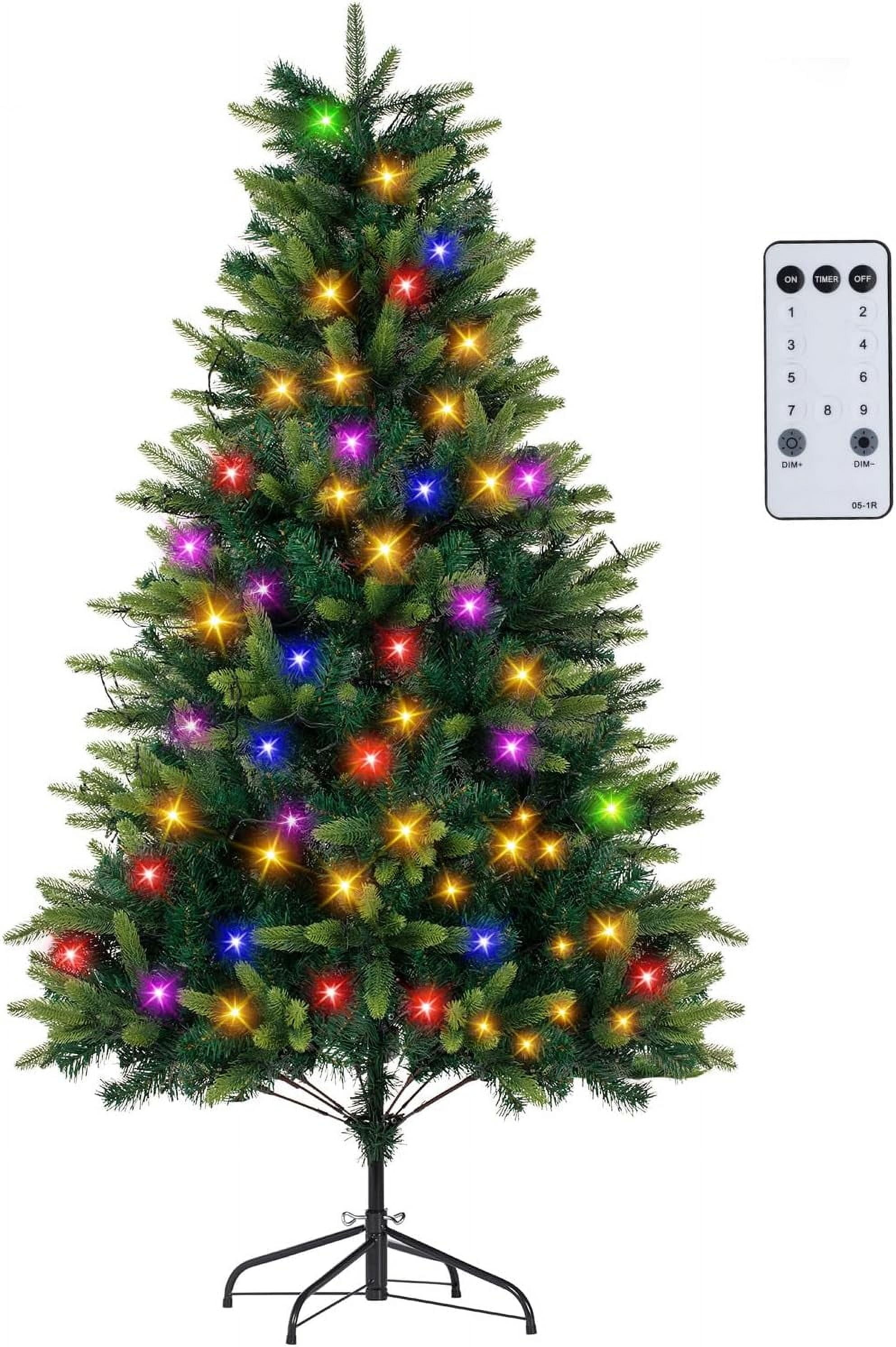 NALONE 5FT Pre-Lit Christmas Tree with Remote Control and Timer ...