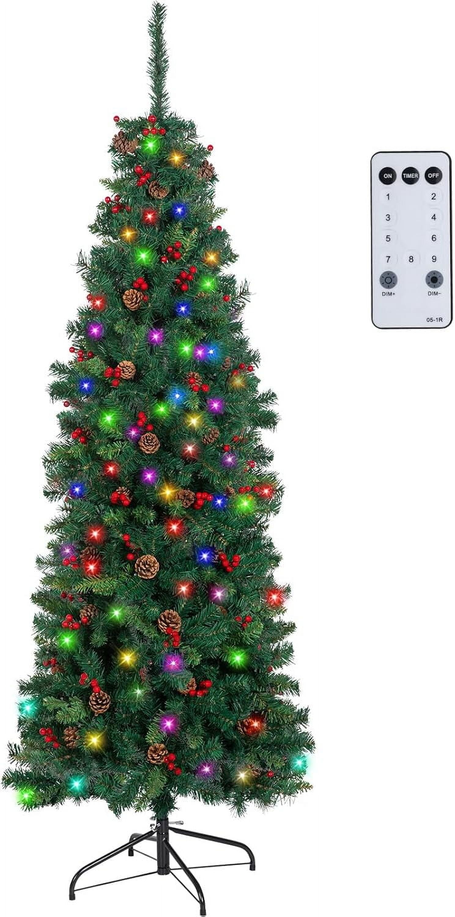 Nalone 5FT Green Pencil Pre-Lit Artificial Christmas Tree, 379 Tips ...