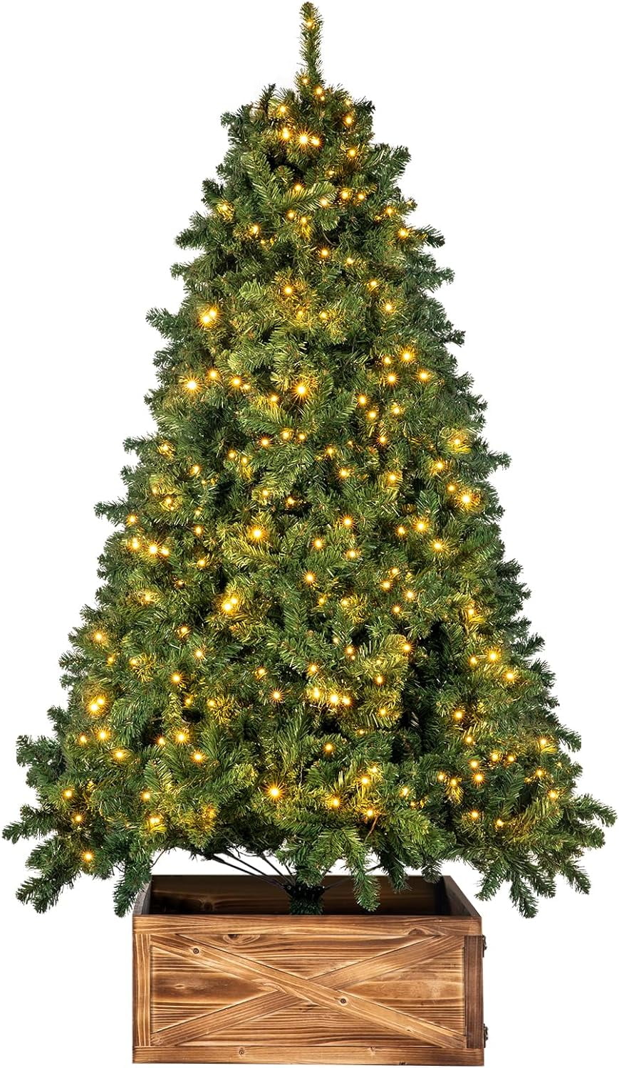 NALONE 7.5 FT Pre-lit Xmas Tree, 1474 Branch Tips, 450 Color-Changing ...