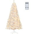 NALONE 7.5FT White Pre-Lit Christmas Tree with Remote Control and Timer, Artificial Full Spruce ...
